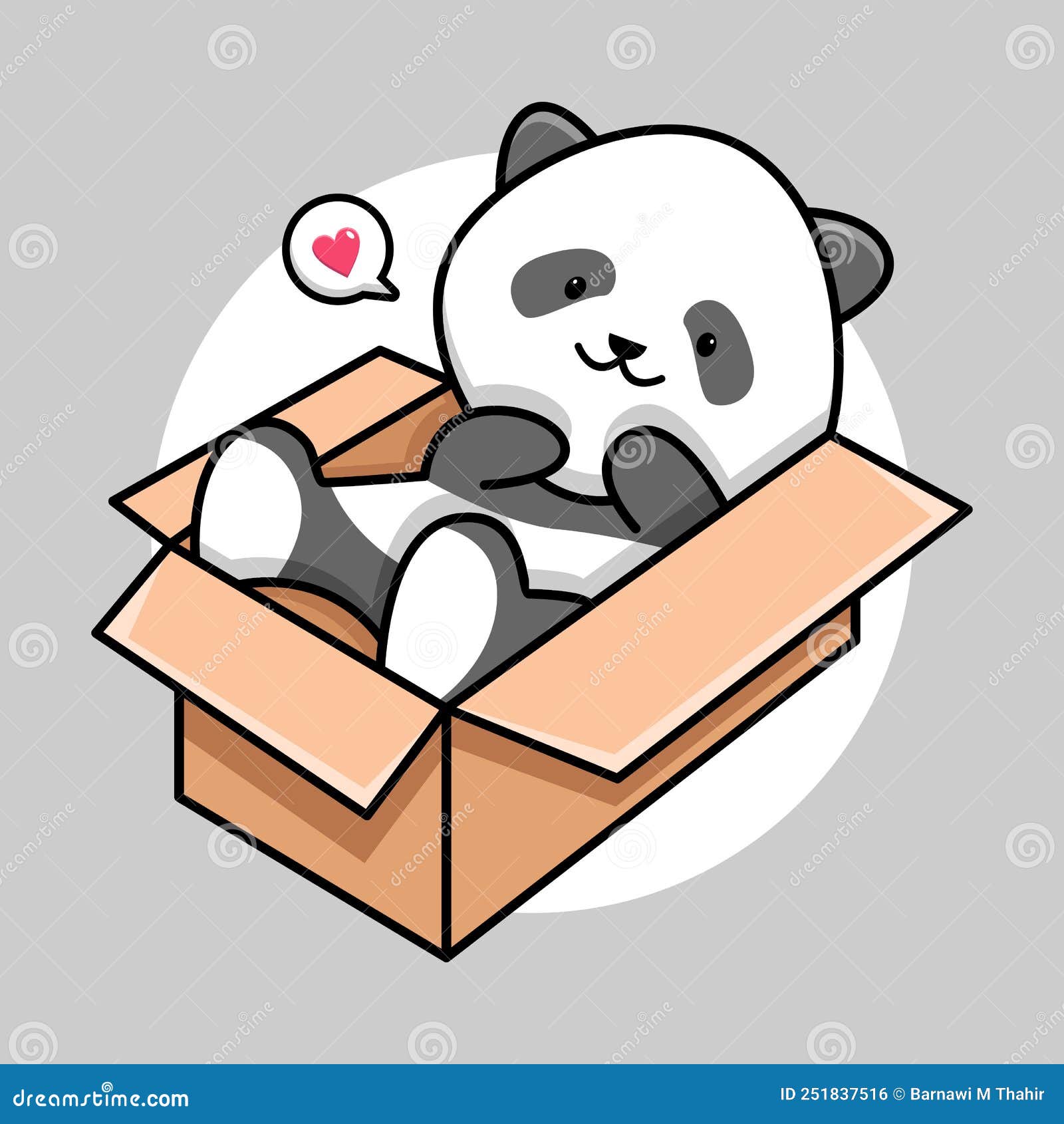 Cute panda in box cartoon stock vector. Illustration of icon - 251837516