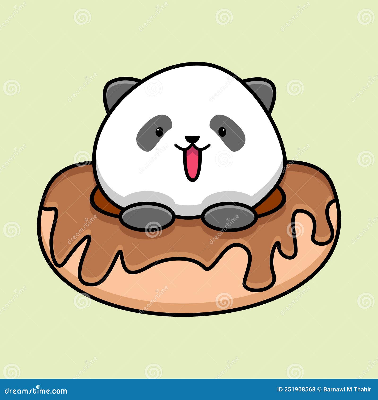 Cute Panda with Doughnut Cartoon Stock Vector - Illustration of tasty ...