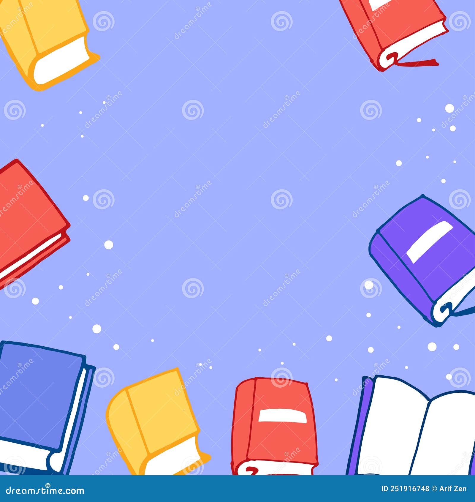 Book Illustration on Blue Background. Open and Closed Book. Hand Drawn ...