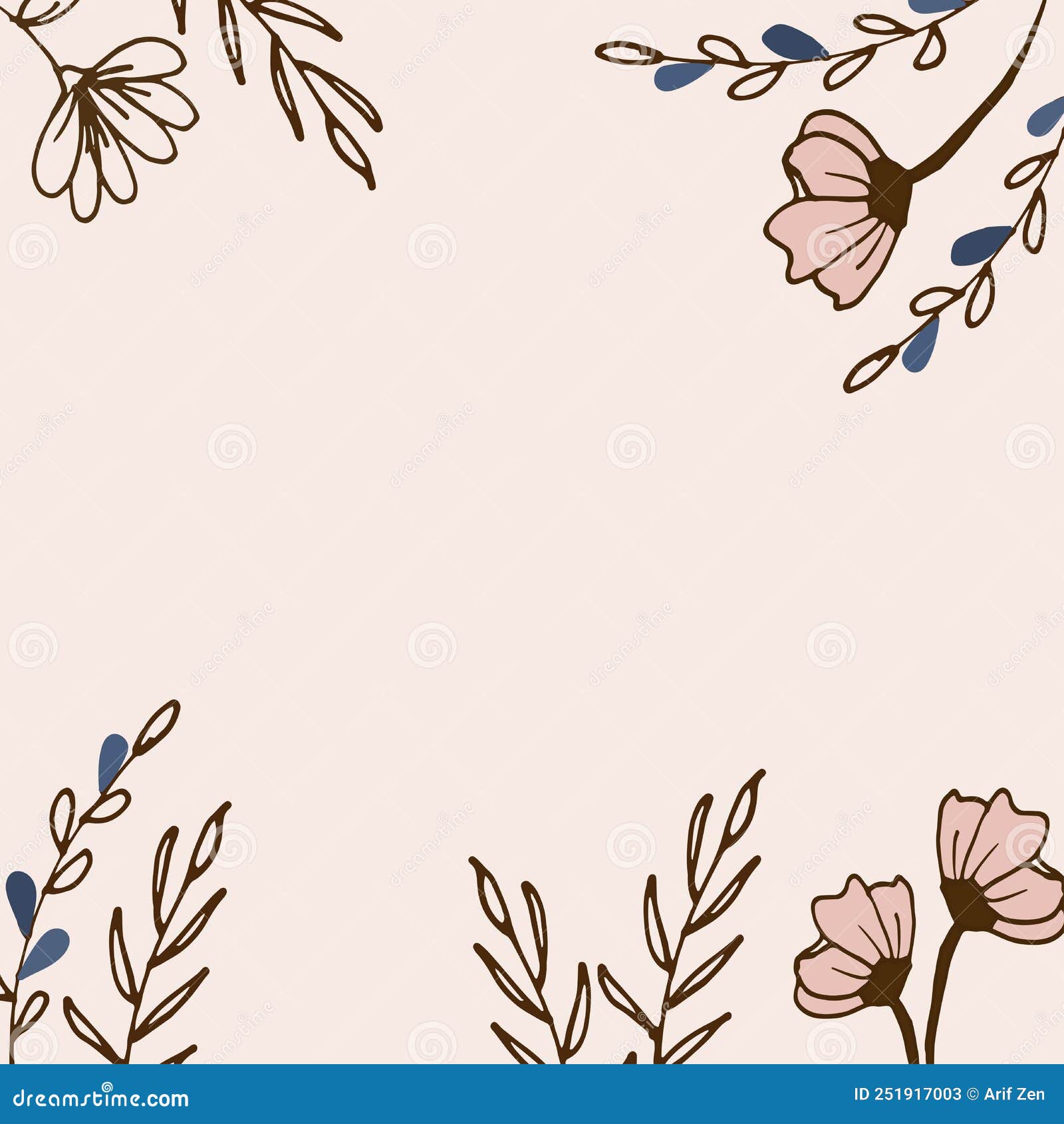 Nature Vintage Floral Pattern. Hand Drawn Vector. Flower Frame, Border ...