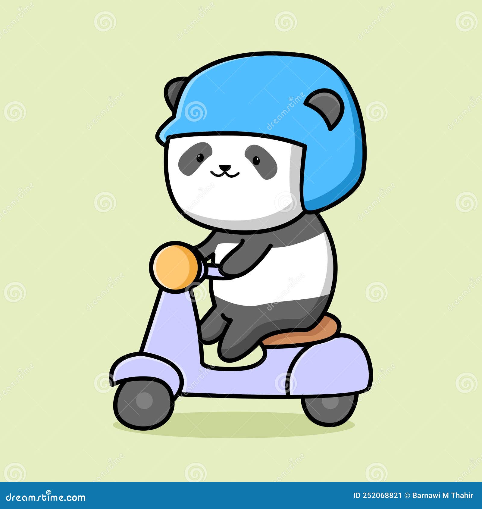 Cute Panda Riding Scooter Cartoon Stock Vector - Illustration of black ...