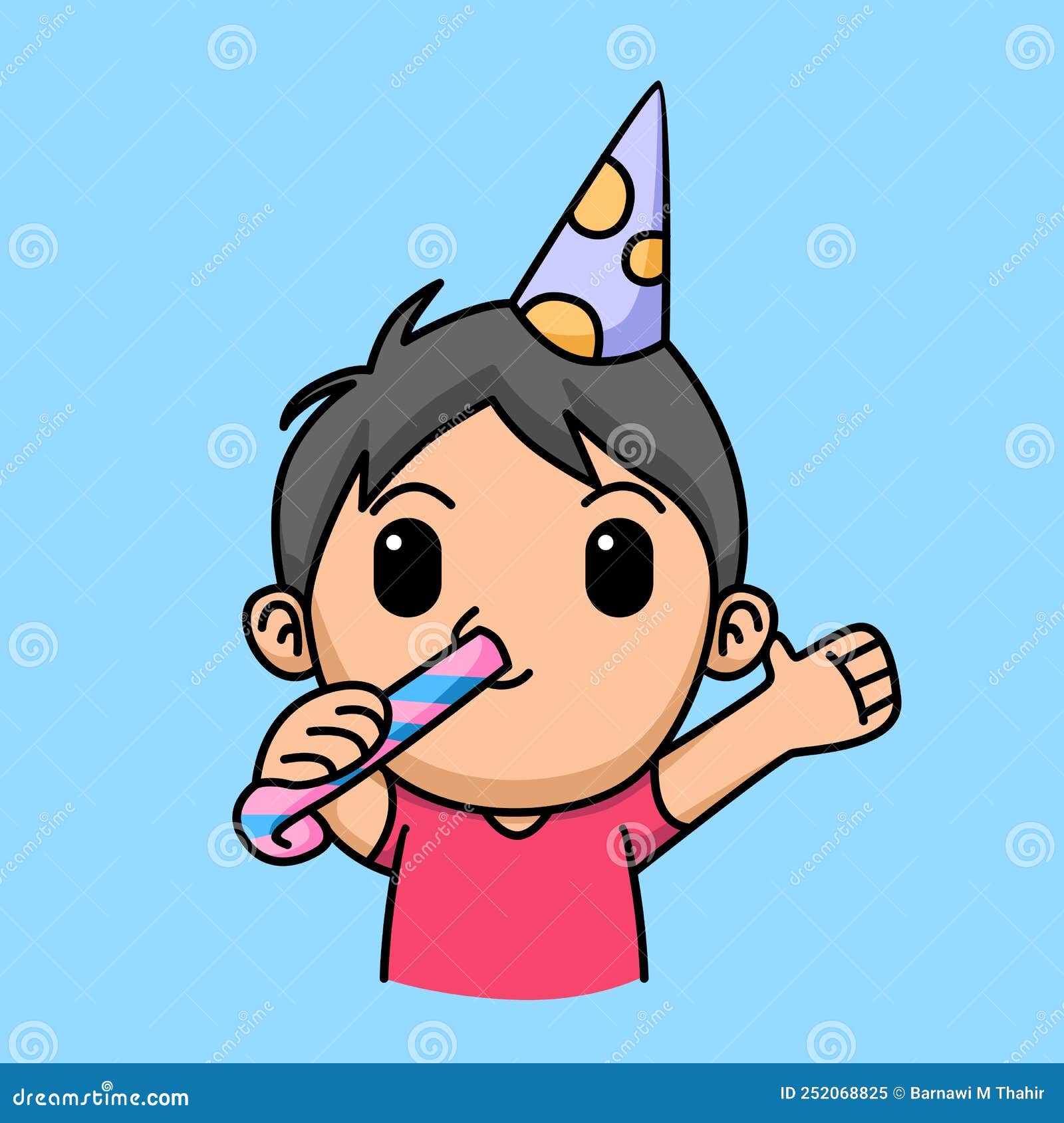 Cute Boy with Birthday Party Cartoon Stock Vector - Illustration of ...