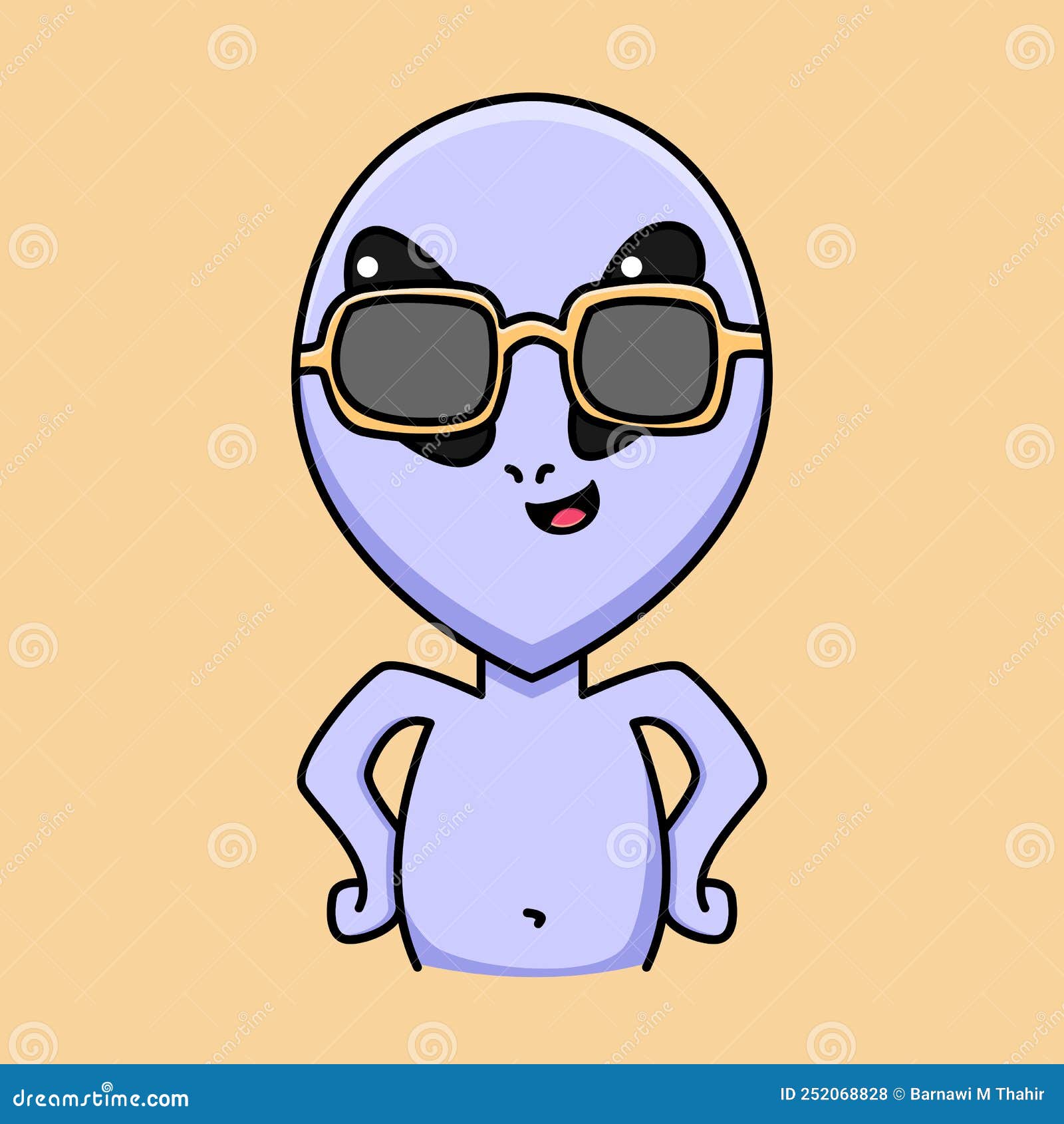 Cute Alien with Eyeglasses Cartoon Stock Vector - Illustration of ...