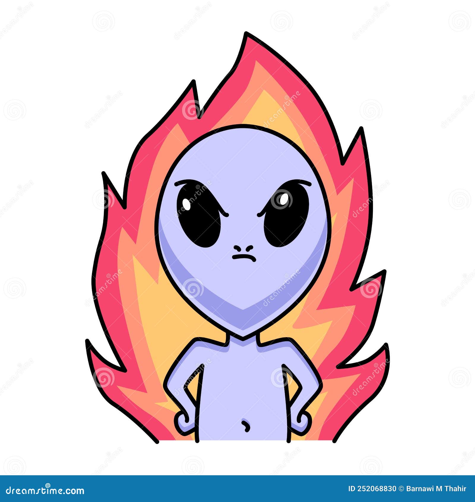 Cute angry alien cartoon stock vector. Illustration of ghost - 252068830