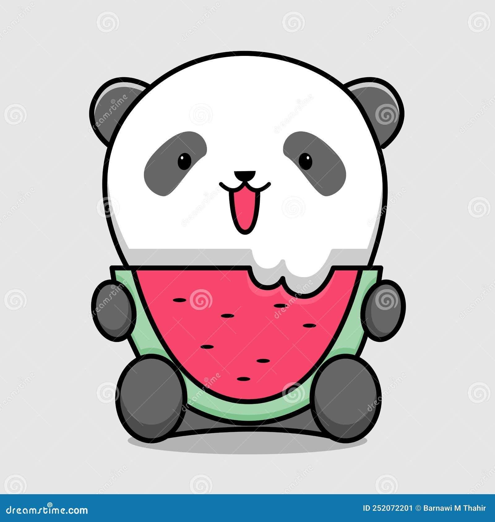 Cute Panda Eating Watermelon Cartoon Stock Vector - Illustration of ...