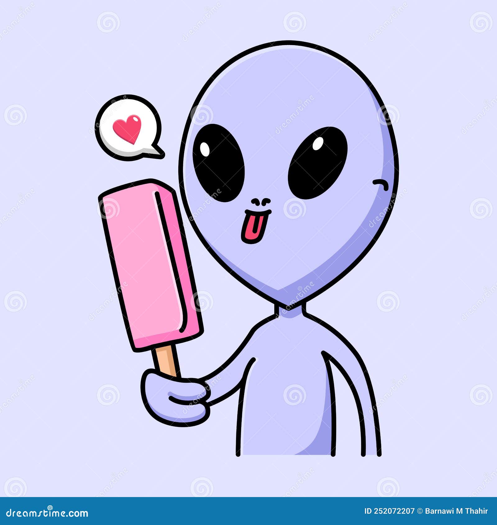 Cute Alien Eating Ice Cream Cartoon Stock Vector - Illustration of food ...