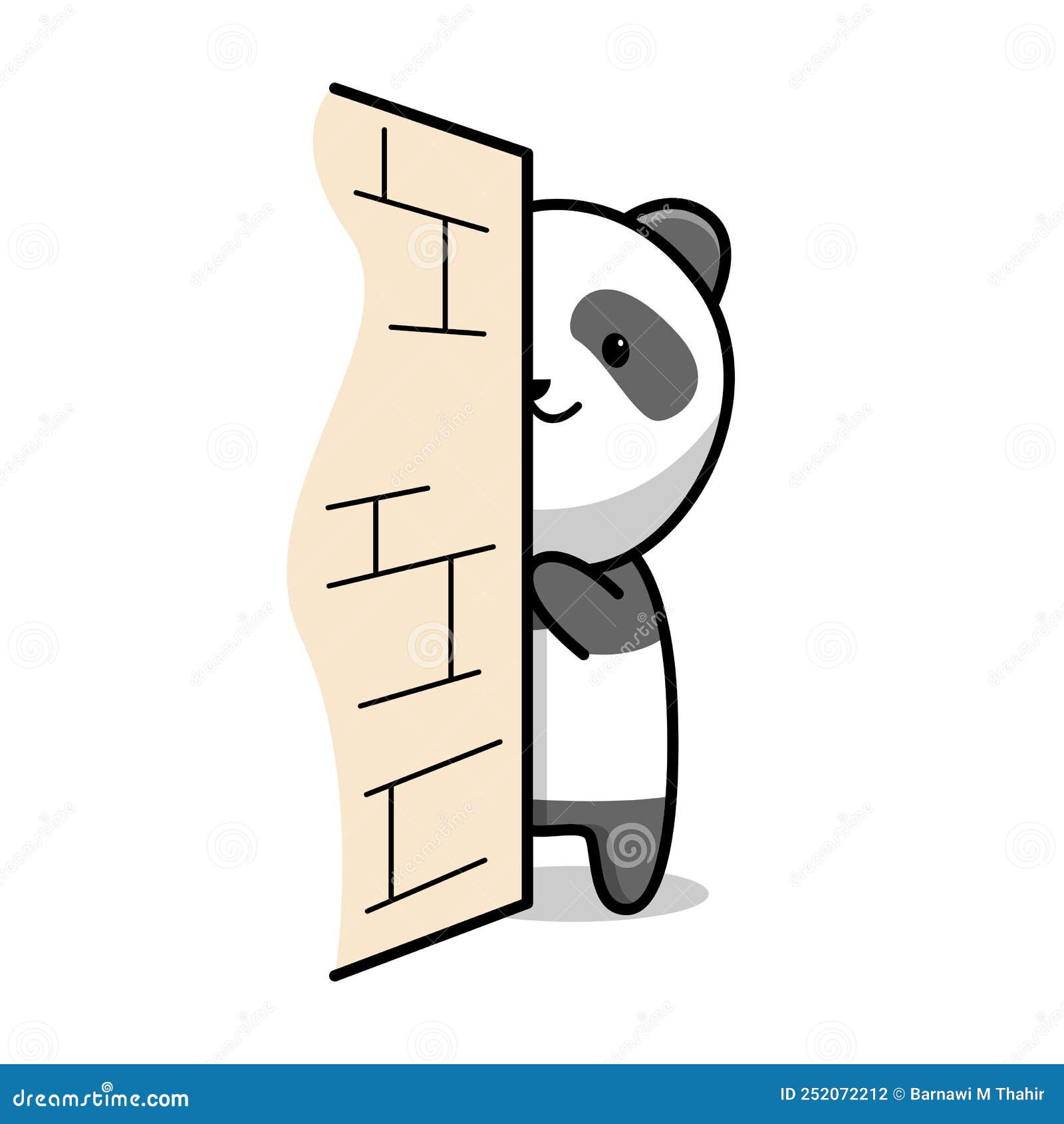 Cute Panda Hide Behind Wall Cartoon Stock Vector - Illustration of ...