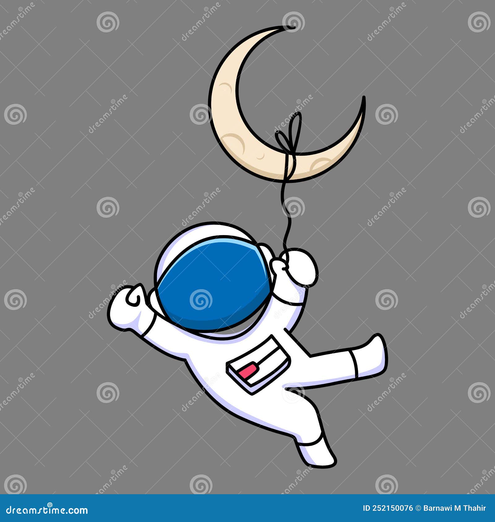 Cute Astronaut Hanging on the Moon Cartoon Stock Vector - Illustration ...