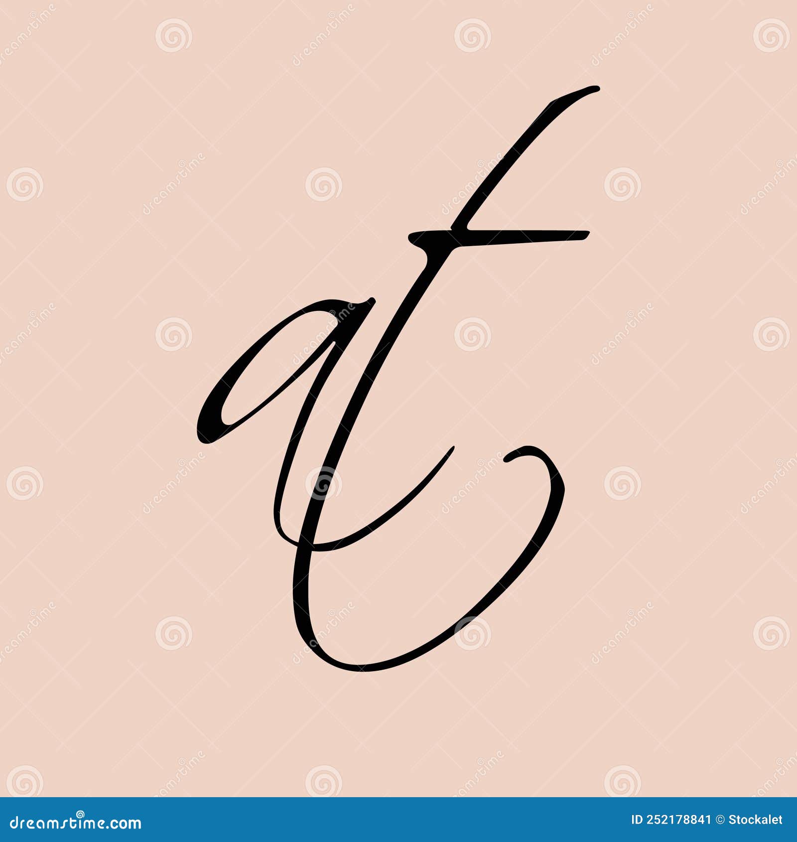 At Script Monogram. Lowercase Calligraphy Letter a, Letter T Signature ...