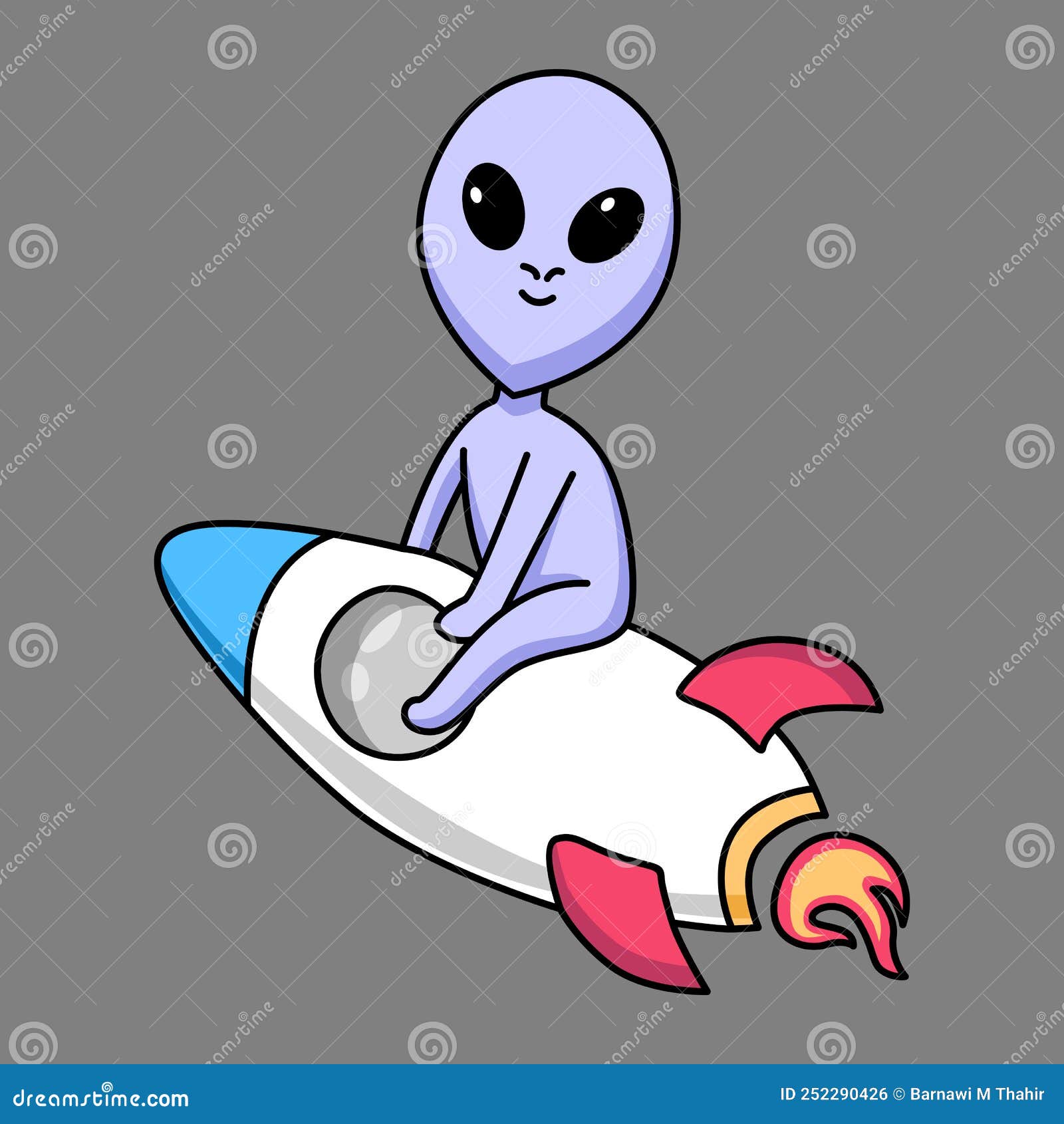 Cute Alien Riding Spaceship Cartoon Stock Vector - Illustration of ...