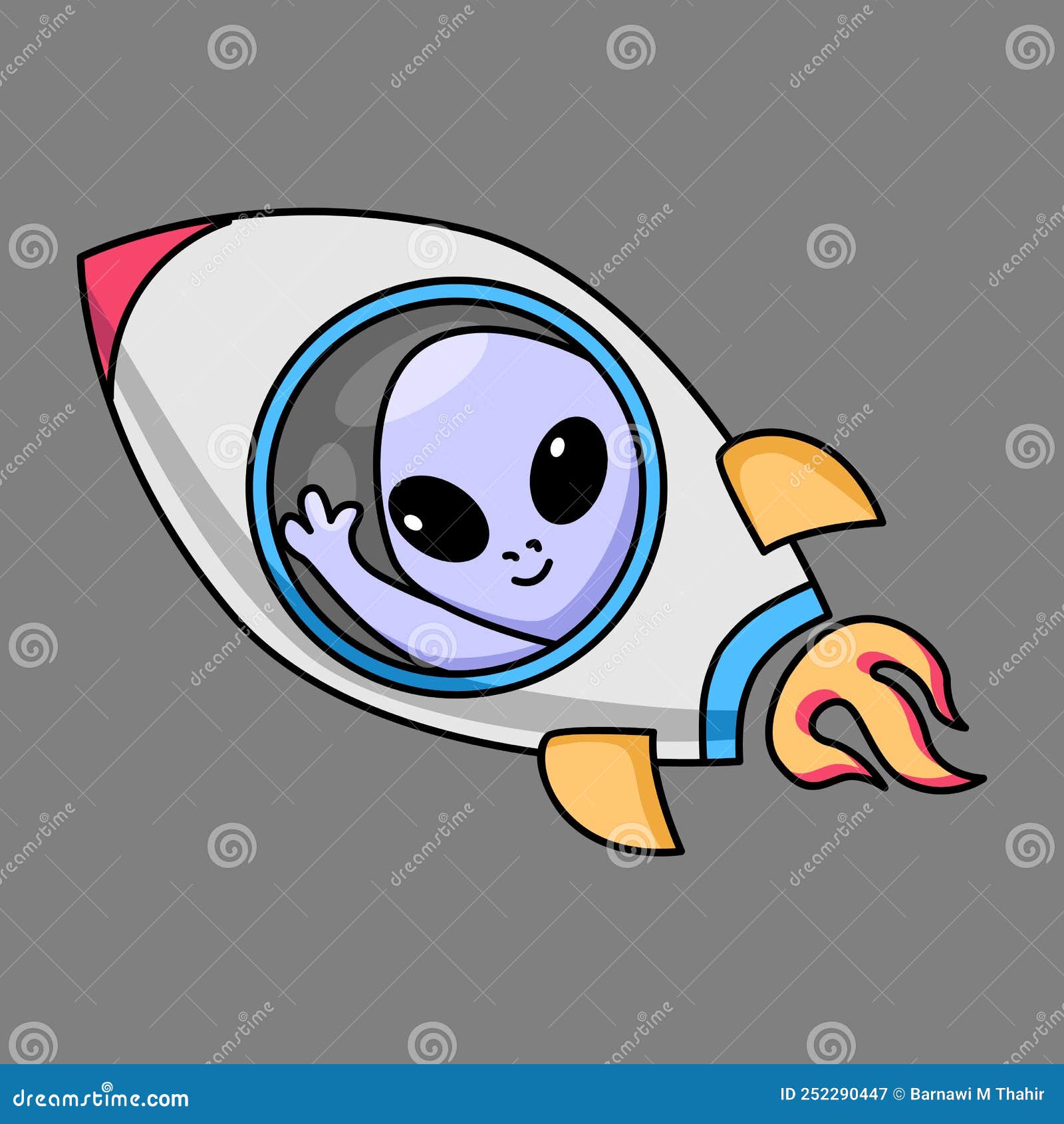 Cute Alien Riding Spaceship Cartoon Stock Vector - Illustration of ...