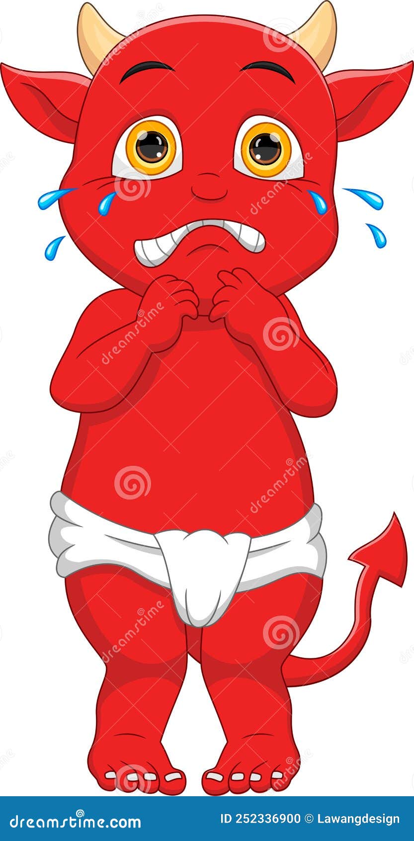 Scared Little Red Devil Cartoon Stock Vector - Illustration of cartoon ...