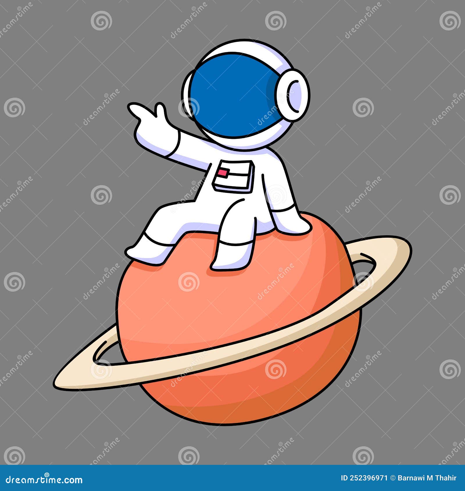 Cute Astronaut Sitting on Saturn Planet Cartoon Stock Vector ...