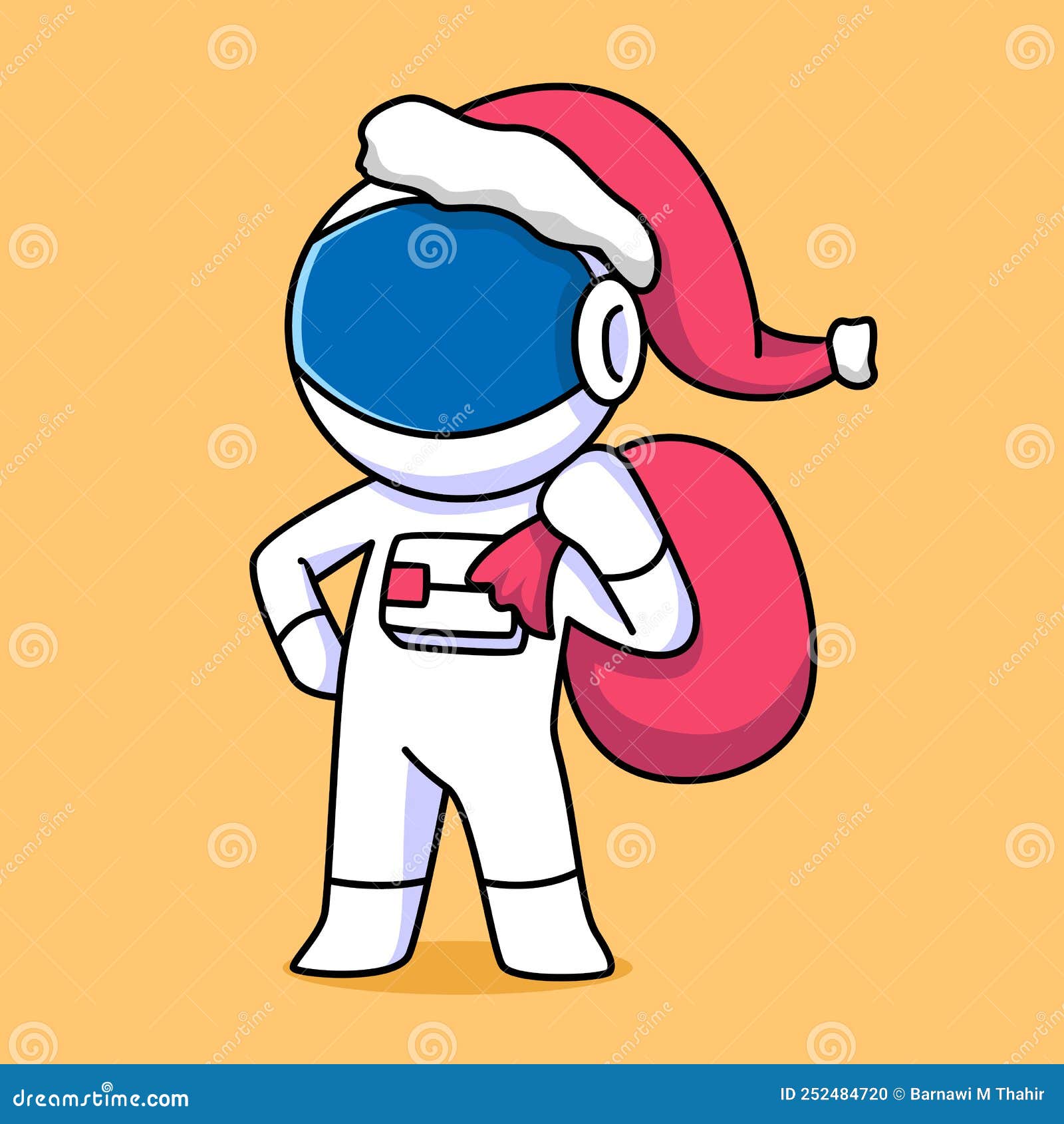 Cute Astronaut with Christmas Costume Cartoon Design Stock Vector ...