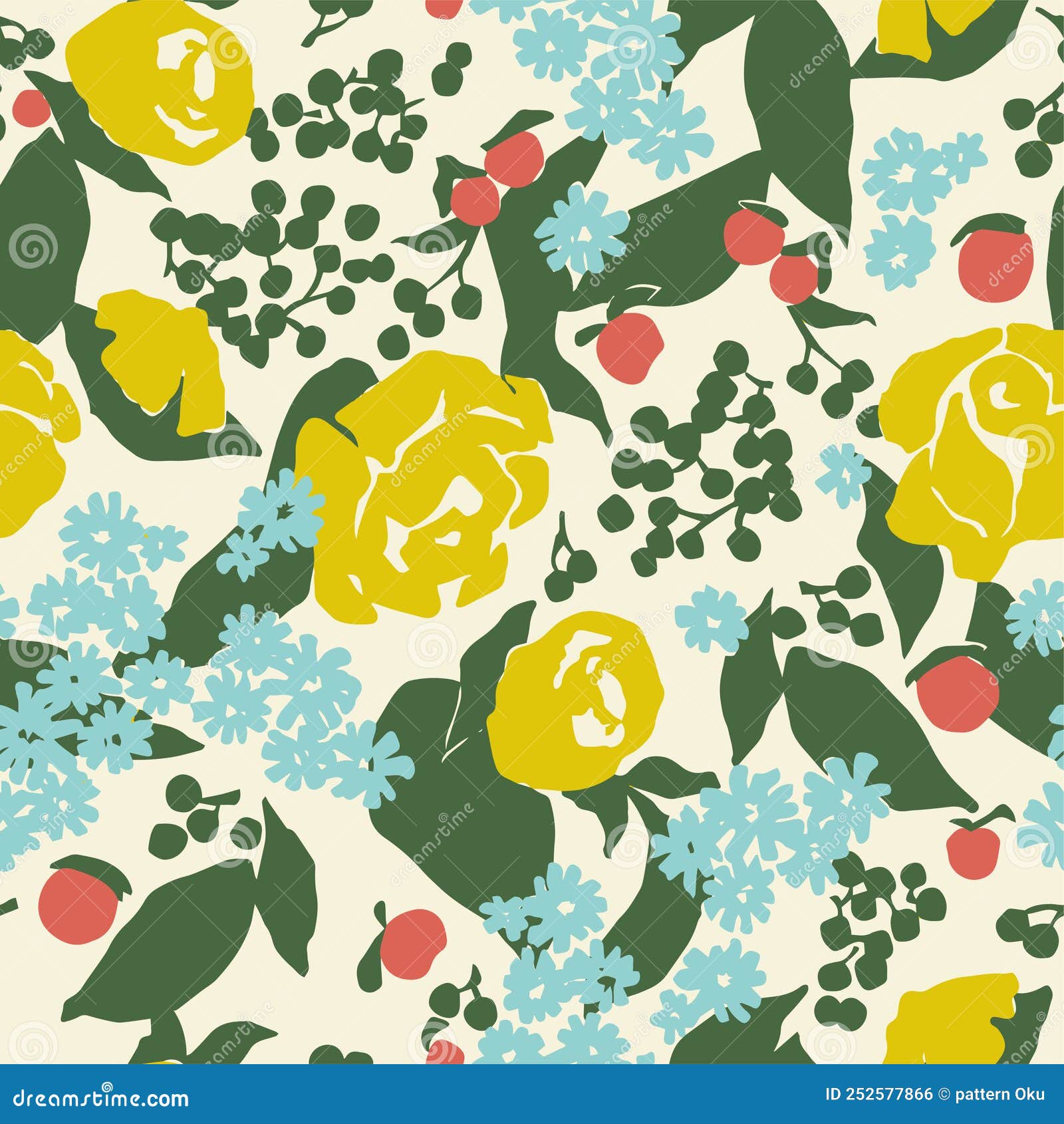 Vector Abstract Rose Floral Illustration Seamless Repeat Pattern Stock ...