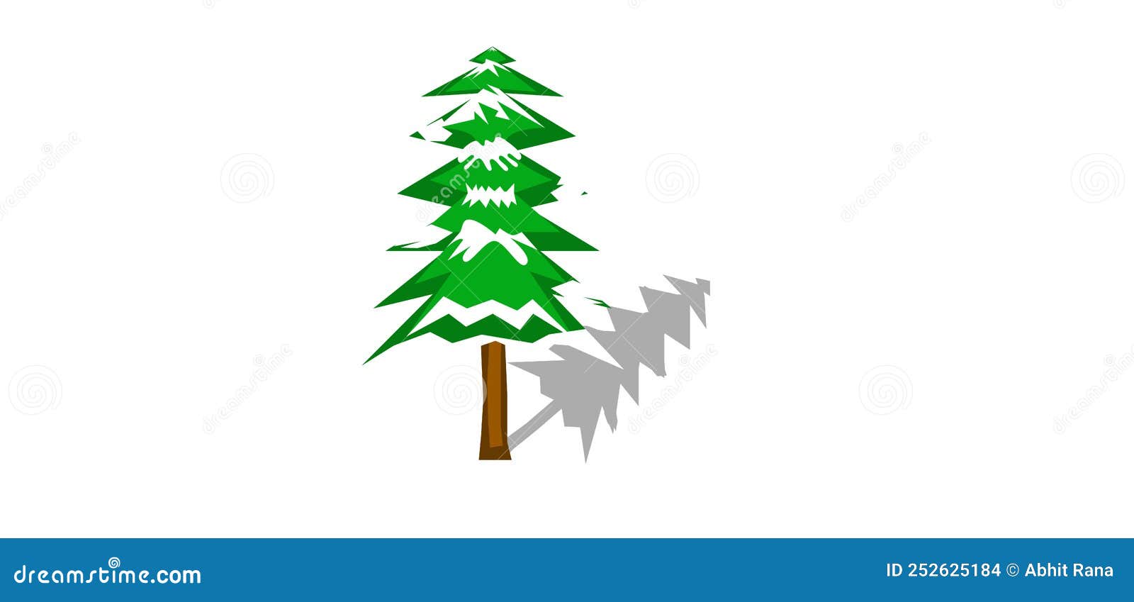 Green Pine Tree Covered with Snow and. Snow Tree Vector Illustration ...