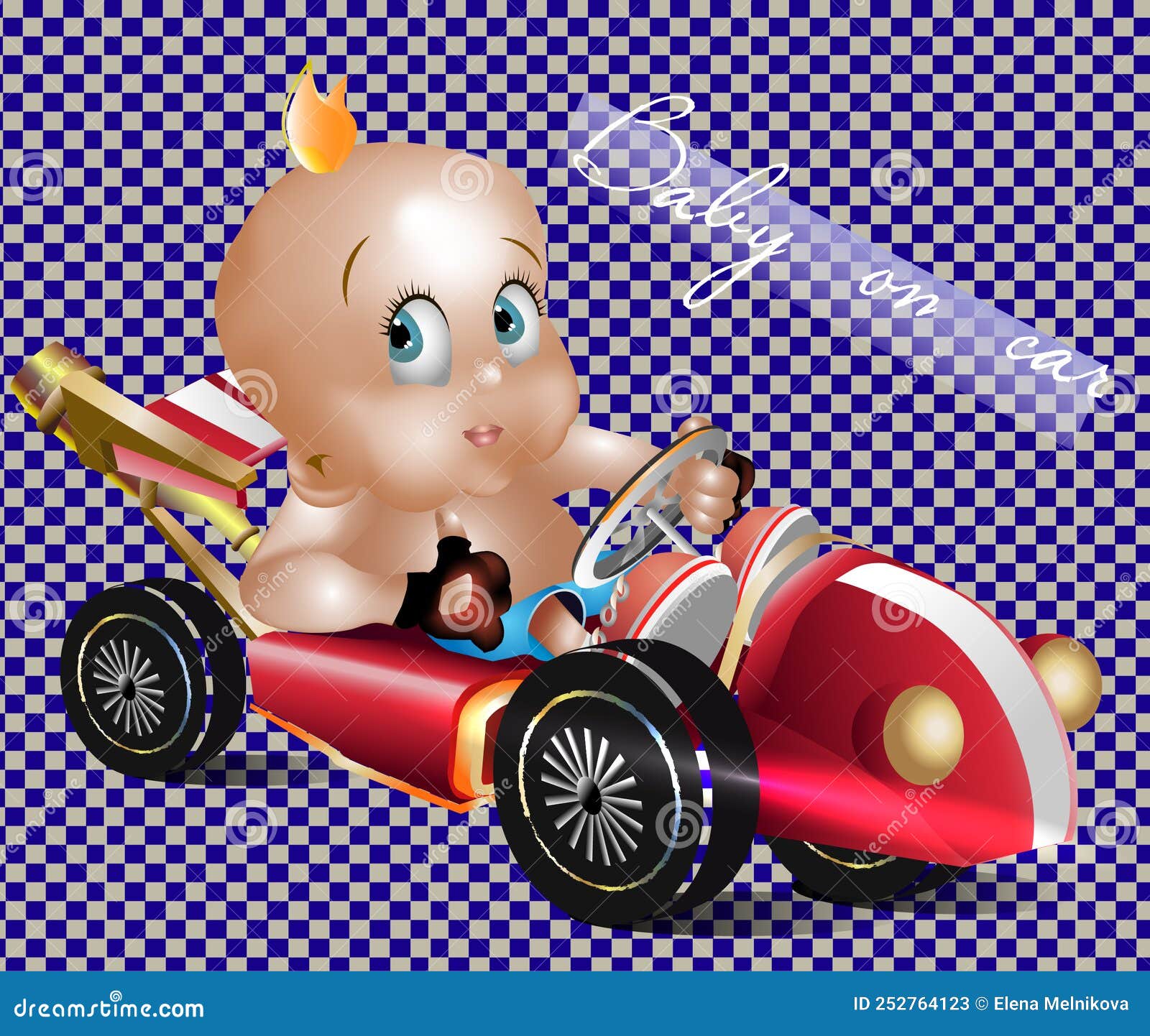 Cute Baby on a Race Car. Vector Illustration Stock Vector ...