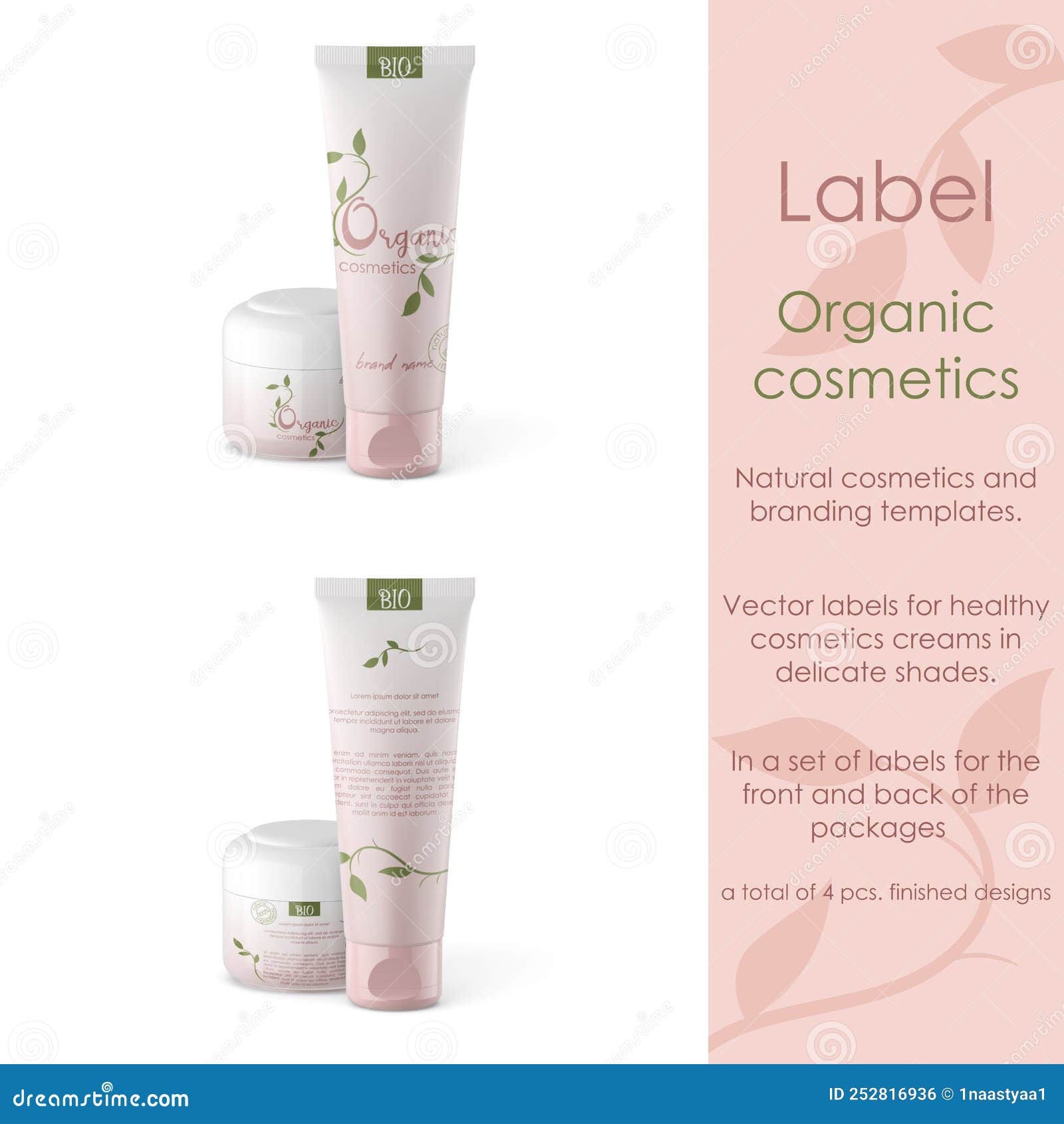 Organic Cosmetics Label, Eco Products, Natural Cosmetics Stock Vector ...