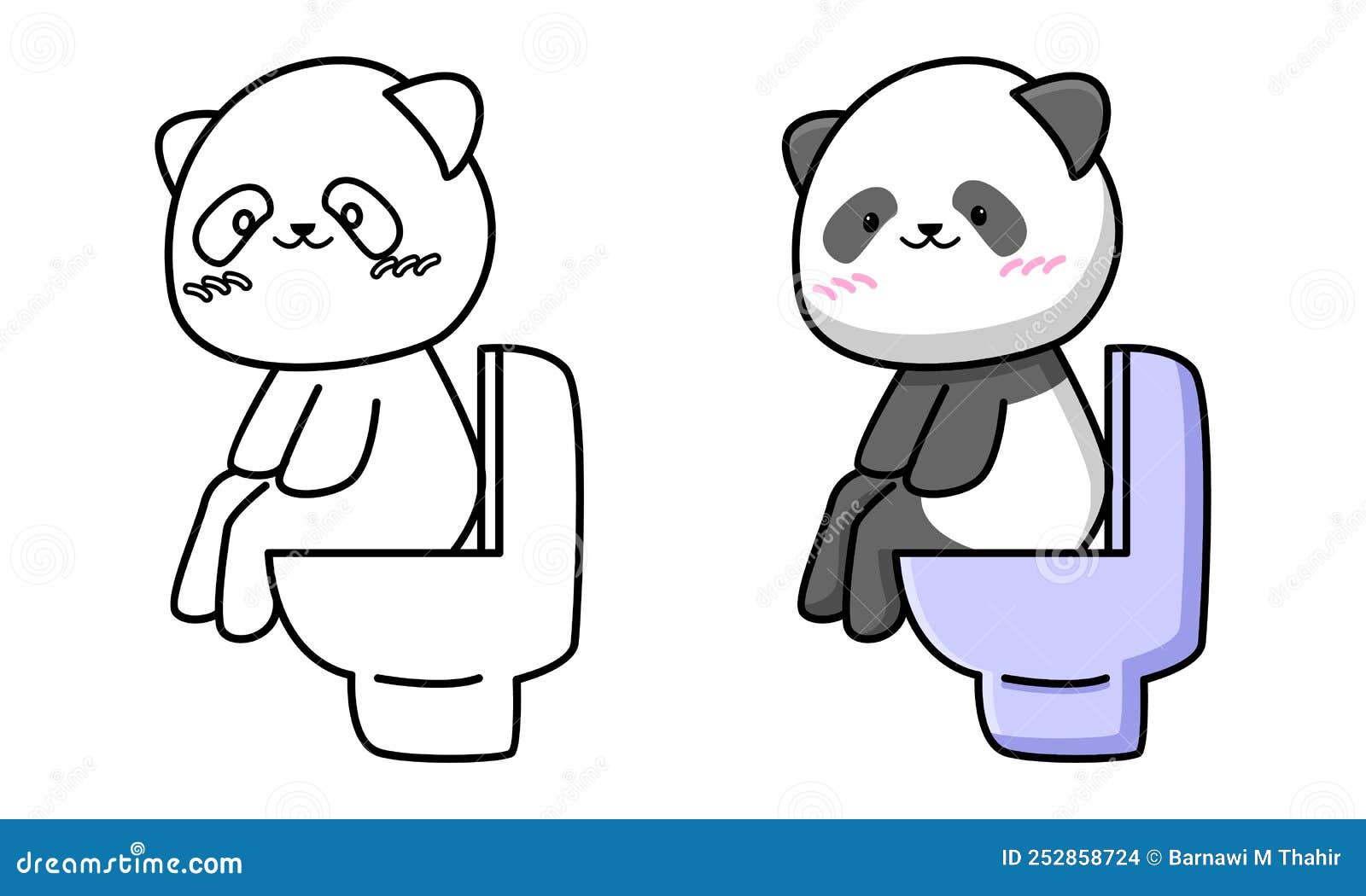 Cute Panda Pooping Coloring Page for Kids Stock Vector - Illustration ...
