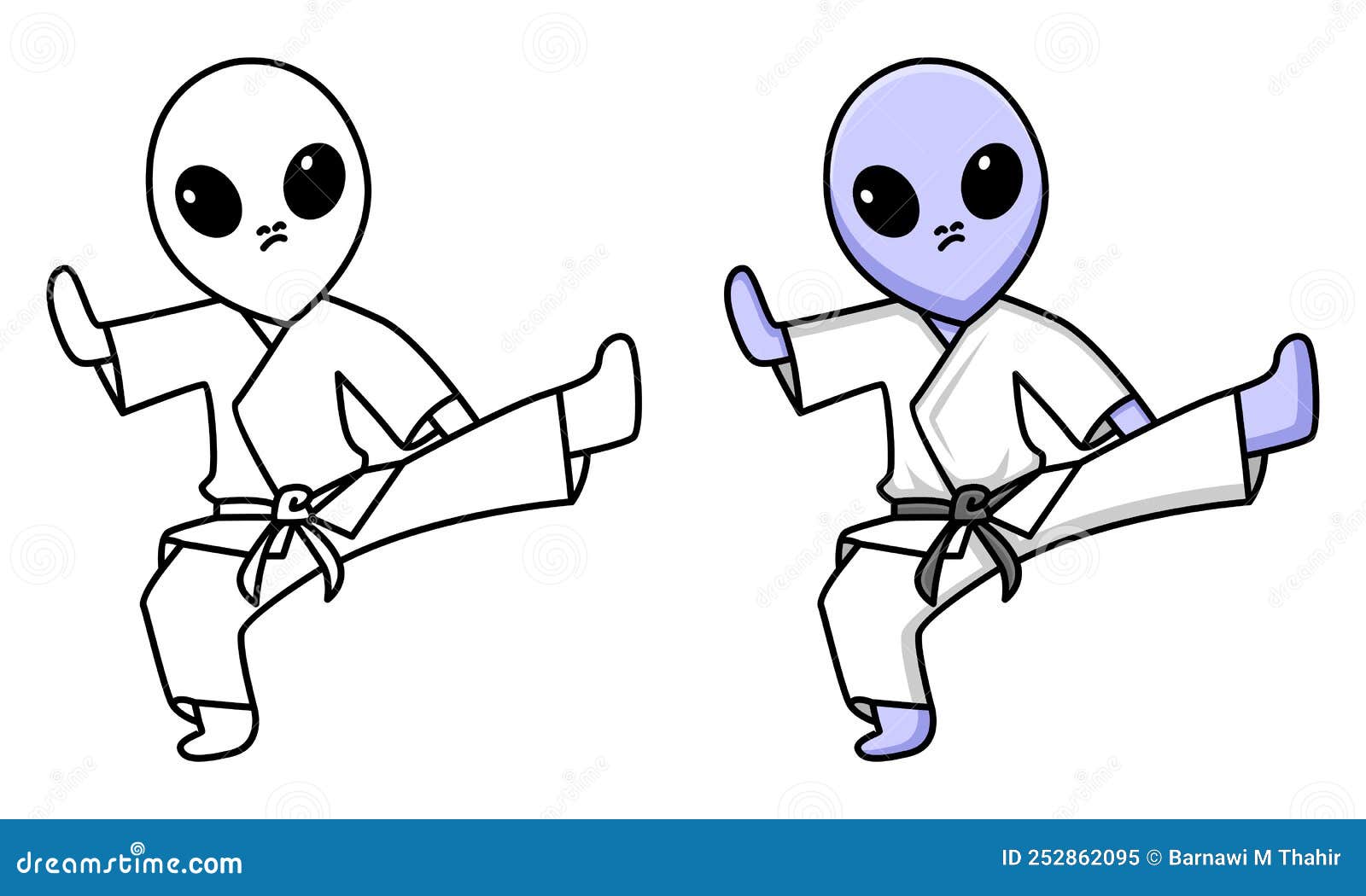 Cute Karate Alien Coloring Page for Kids Stock Vector - Illustration of ...