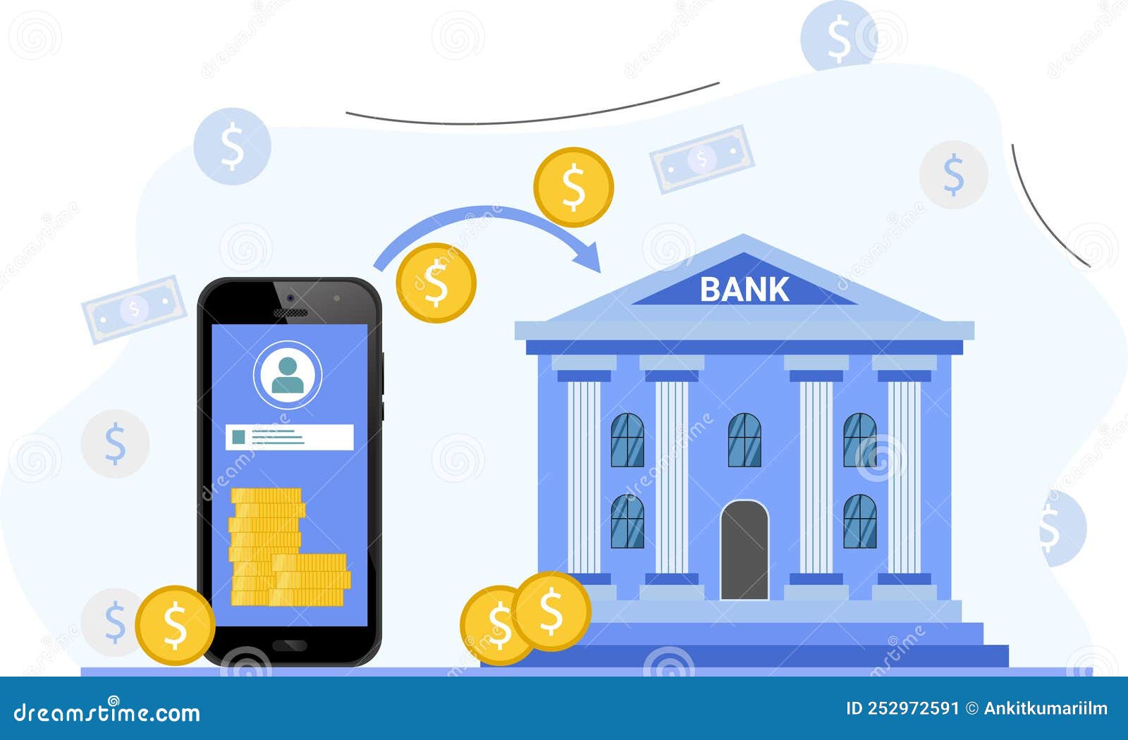 Add Money To Bank Vector Illustration Stock Vector - Illustration of ...