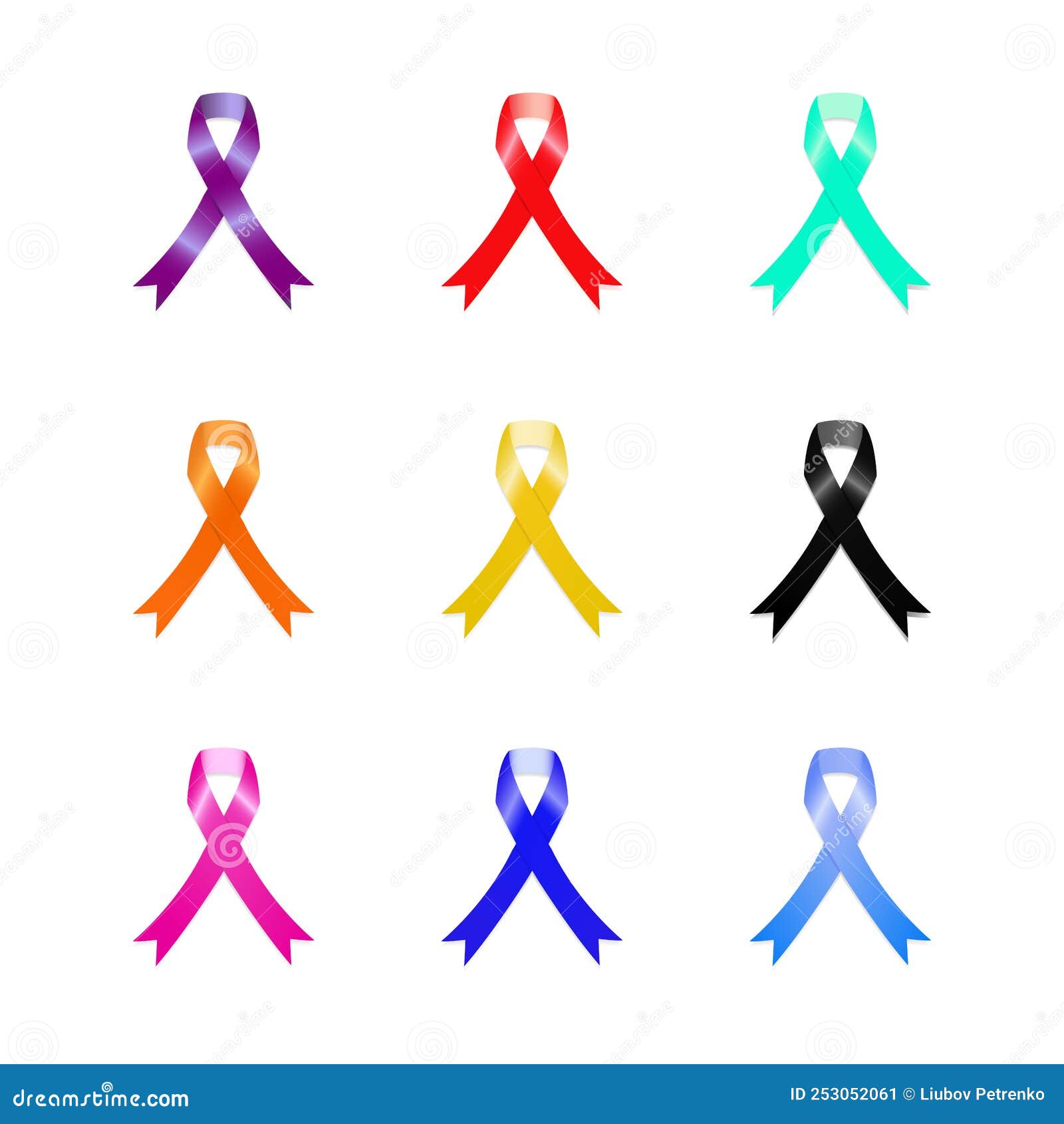 Colorful Awareness Ribbons Silhouette Vector Illustration ...