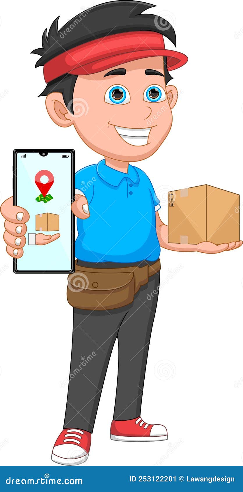 Delivery Boy with a Package Bo Stock Vector - Illustration of package ...