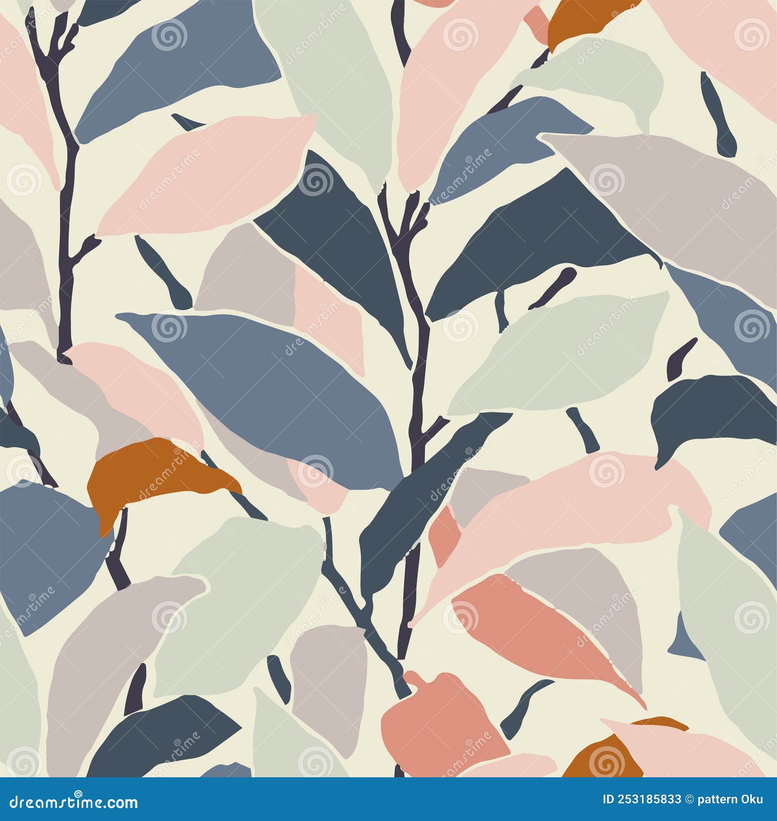 Vector Contemporary Art Leaf Illustration Seamless Repeat Pattern Stock ...