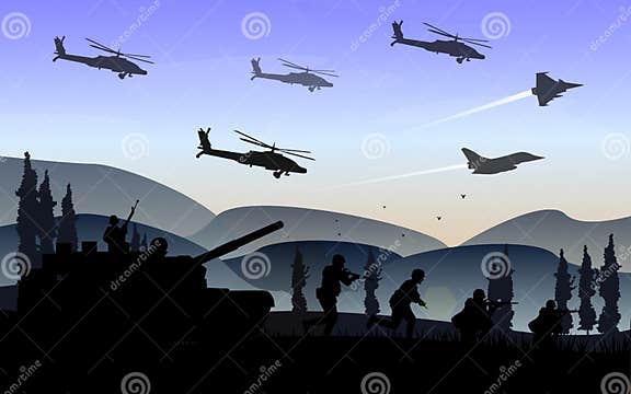 Mountain Landscape Army Force Flat Illustration Stock Vector ...