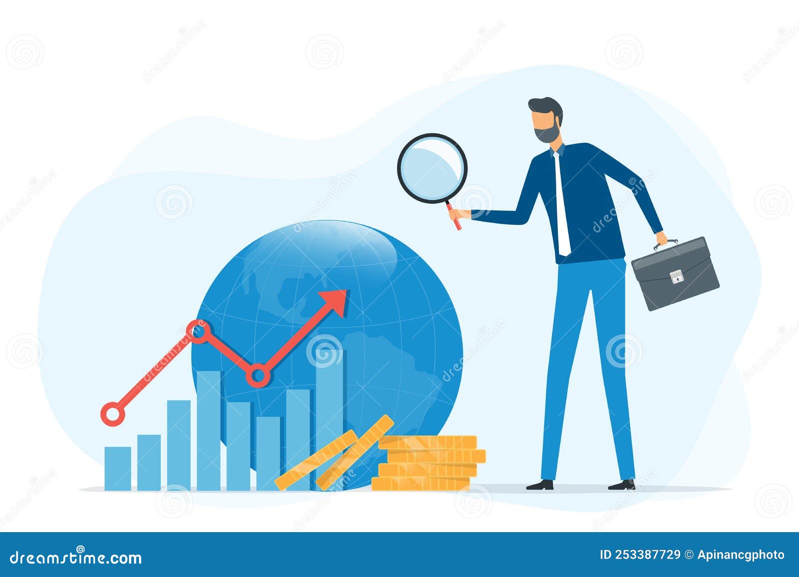 Flat Business Finance Global Investment Concept with Investor Analysis ...