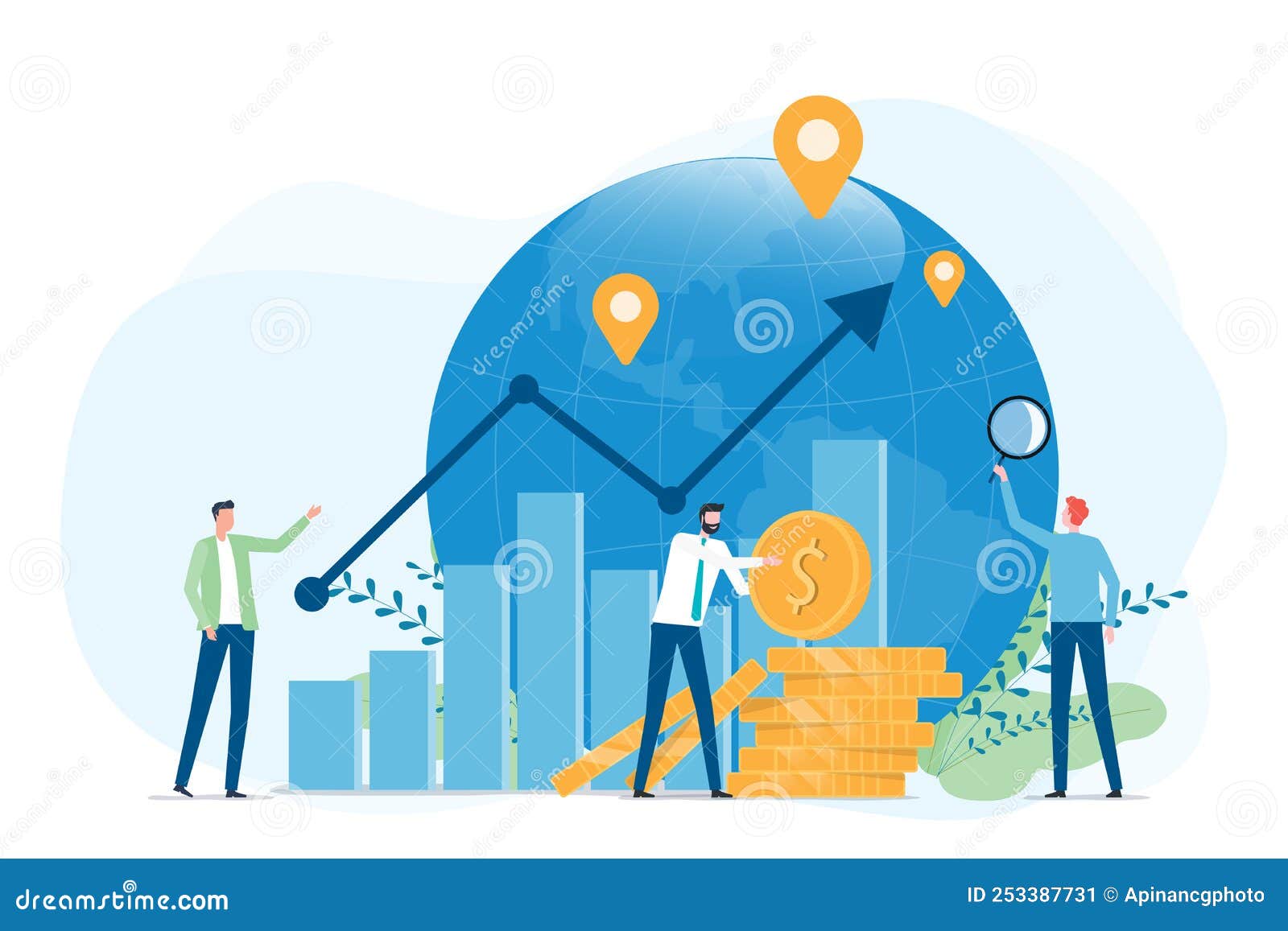 Flat Vector Business Finance Global Investment Concept with Investor ...