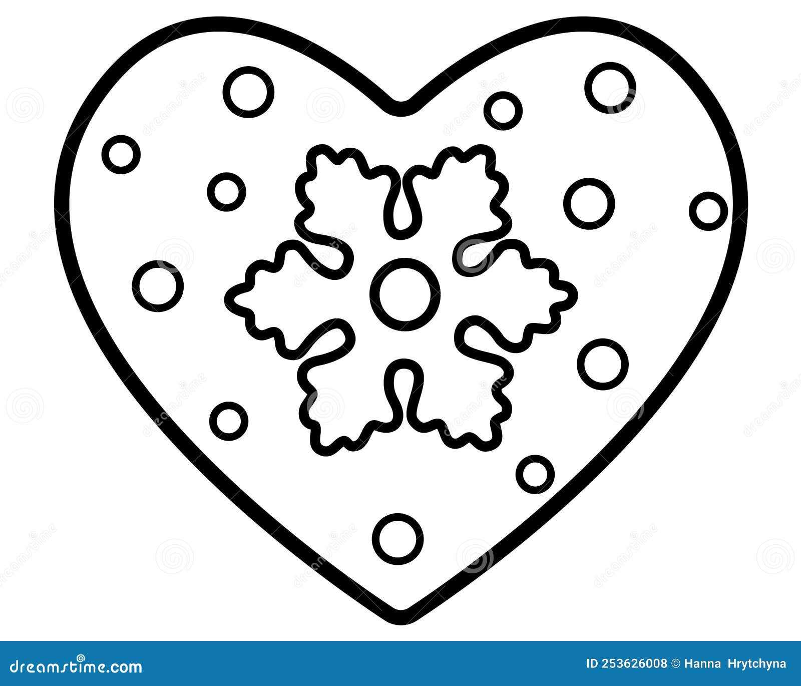Heart Shaped Gingerbread Cookies Painted with Icing - Vector Linear ...