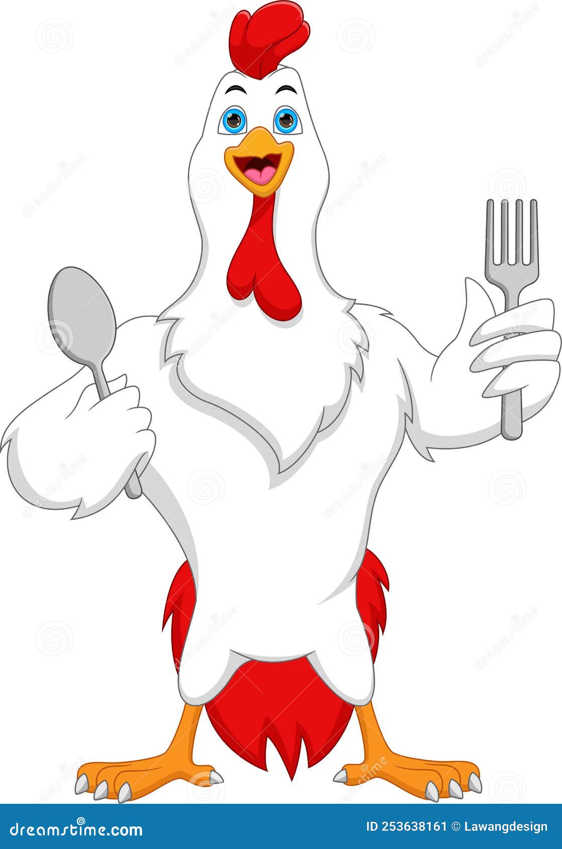 Chicken Holding A Fried Chicken Vector Illustration | CartoonDealer.com ...