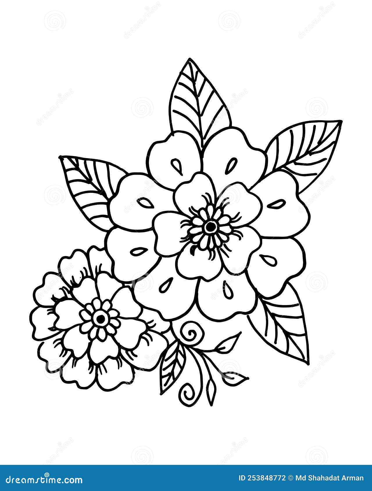 Flower Coloring Page Design,easy Coloring Page Design, Flower Doodle ...