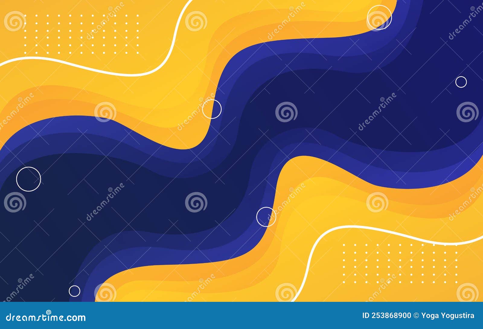 Abstract Geometric Blue and Yellow Wave Shape Papercut Colors ...