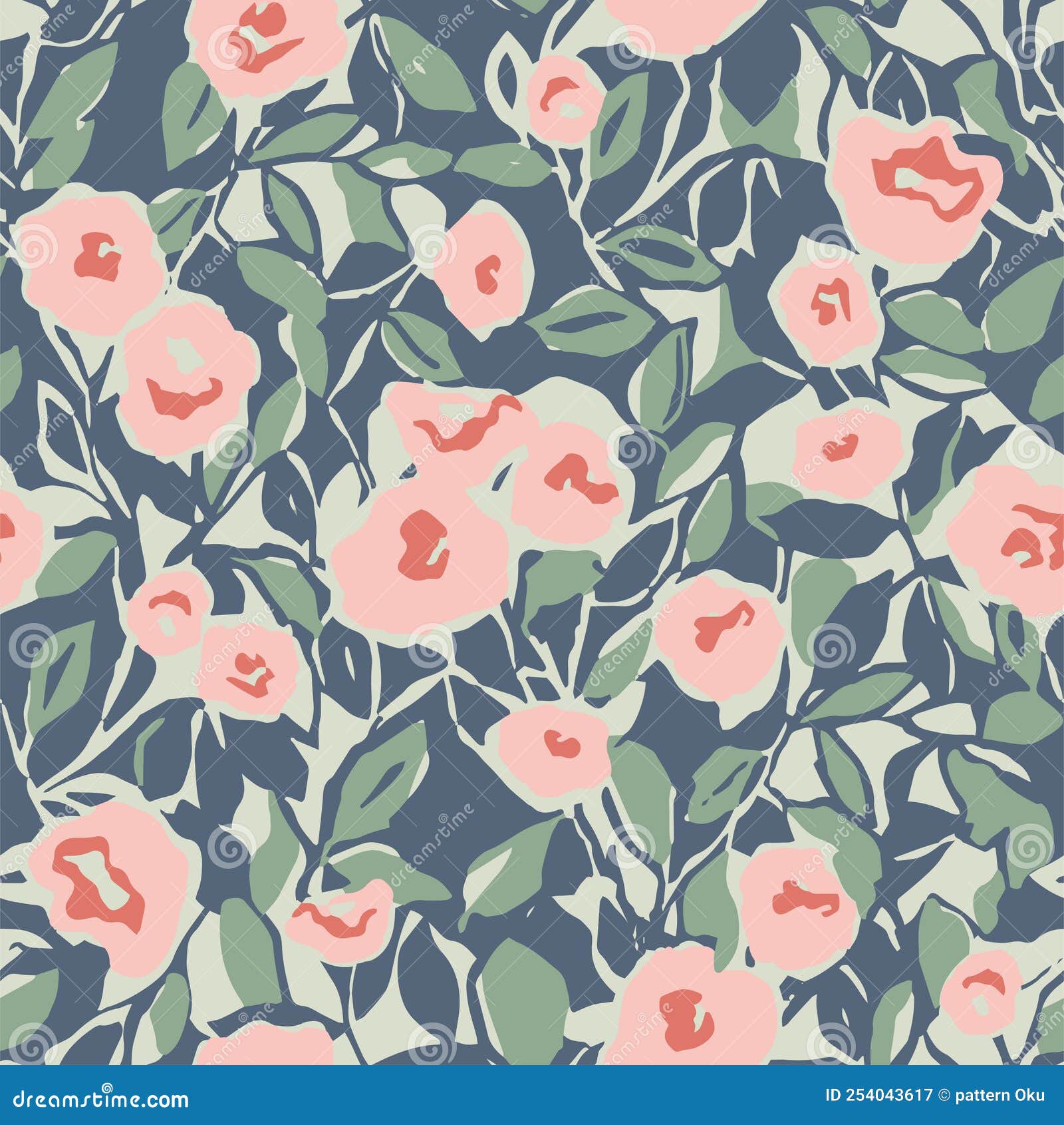 Vector Abstract Flower Illustration Seamless Repeat Pattern Stock ...