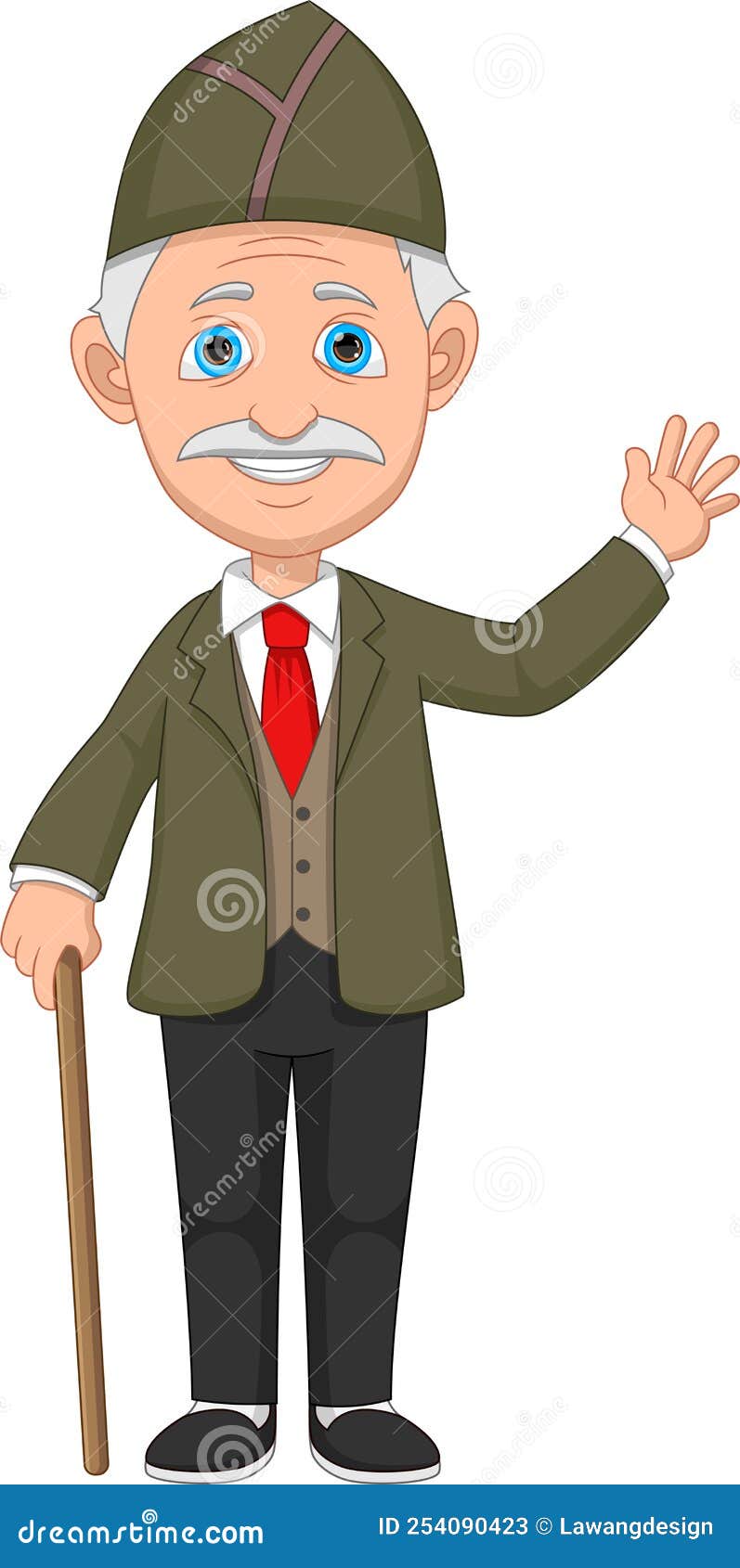 Army Veteran Cartoon Waving on White Background Stock Vector ...