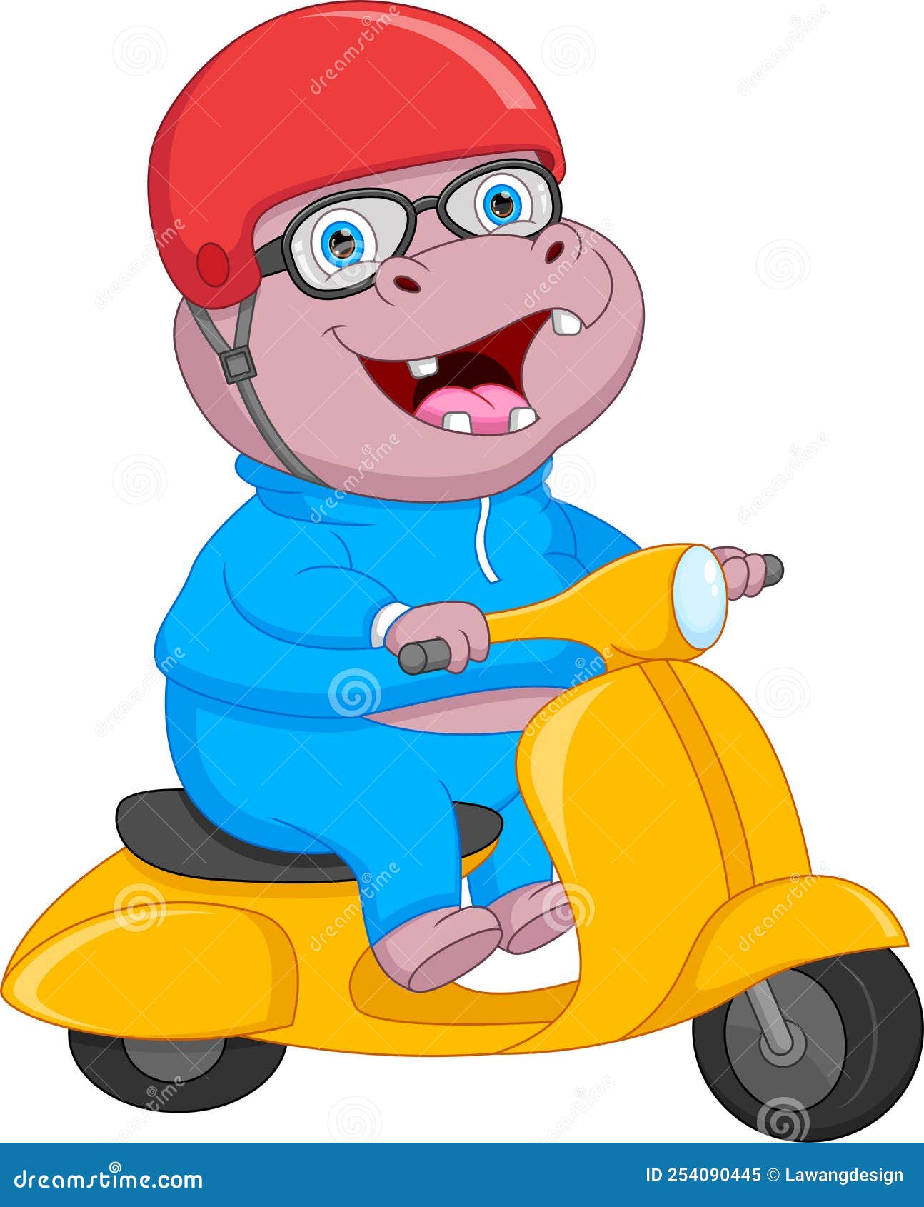 Cartoon Cute Hippo Riding Scooter Stock Vector - Illustration of motor ...