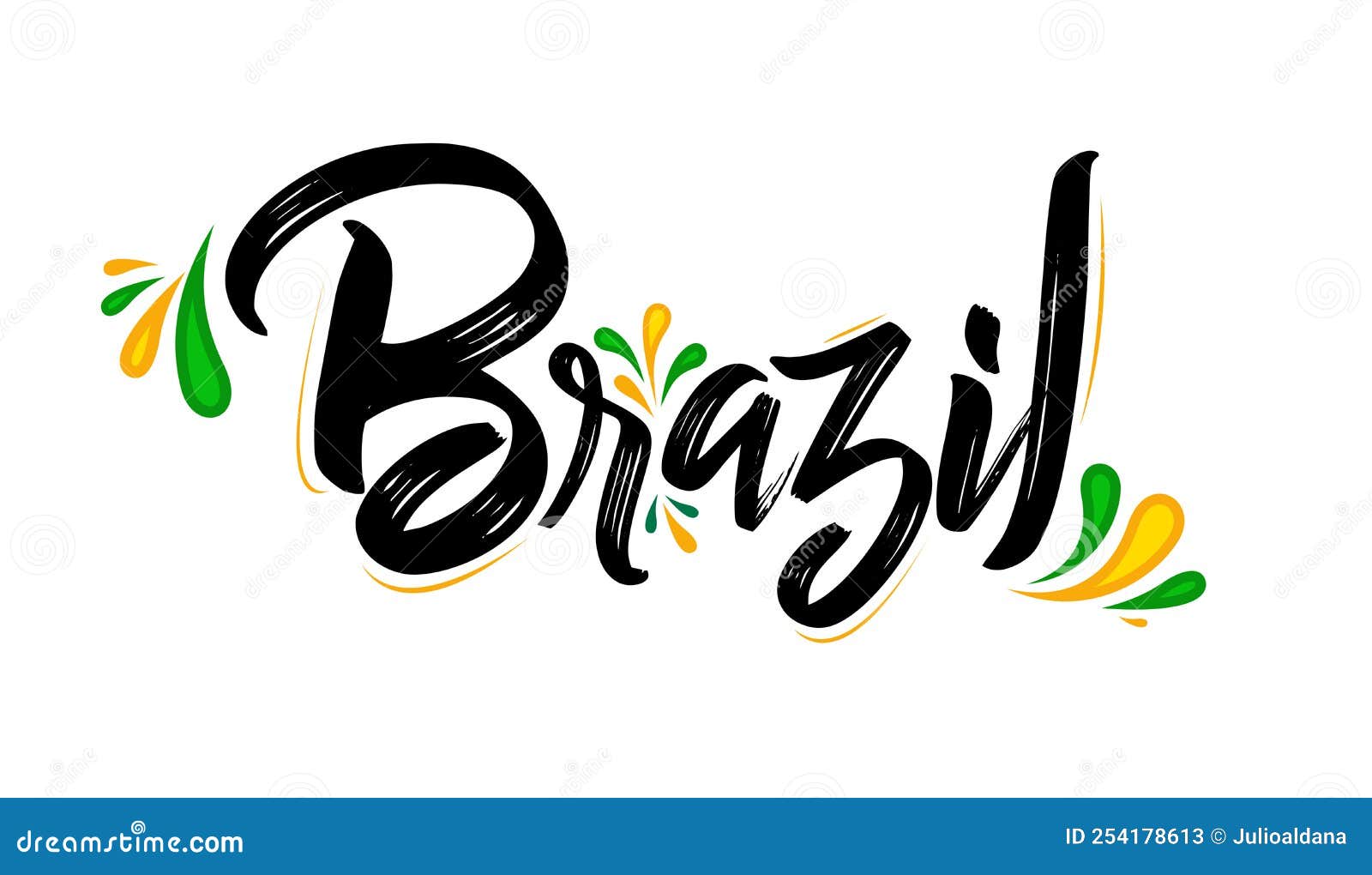 Brazil Typographic Design Brazilian Flag Colors Vector Illustration ...