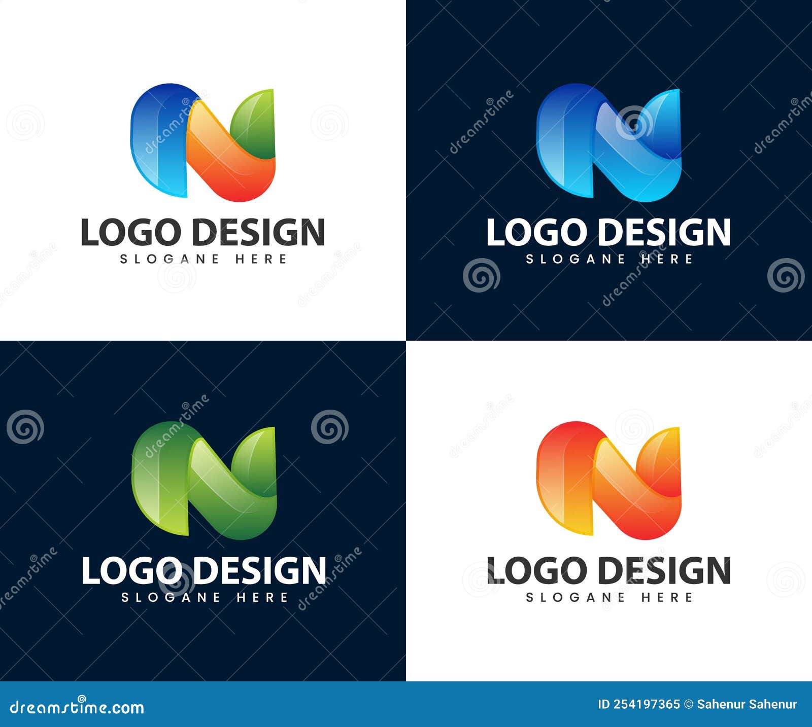 Modern Abstract N Logo Design. Abstract Icons for Letter N Stock Vector ...
