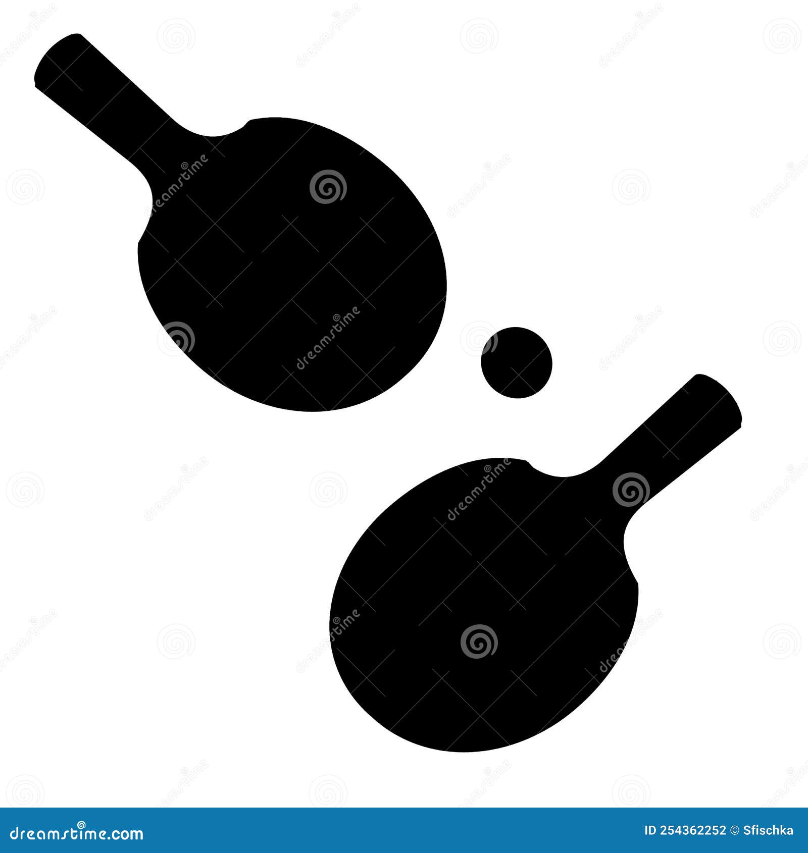 Table Tennis Two Rackets Ball Vector Silhouette Stock Vector ...