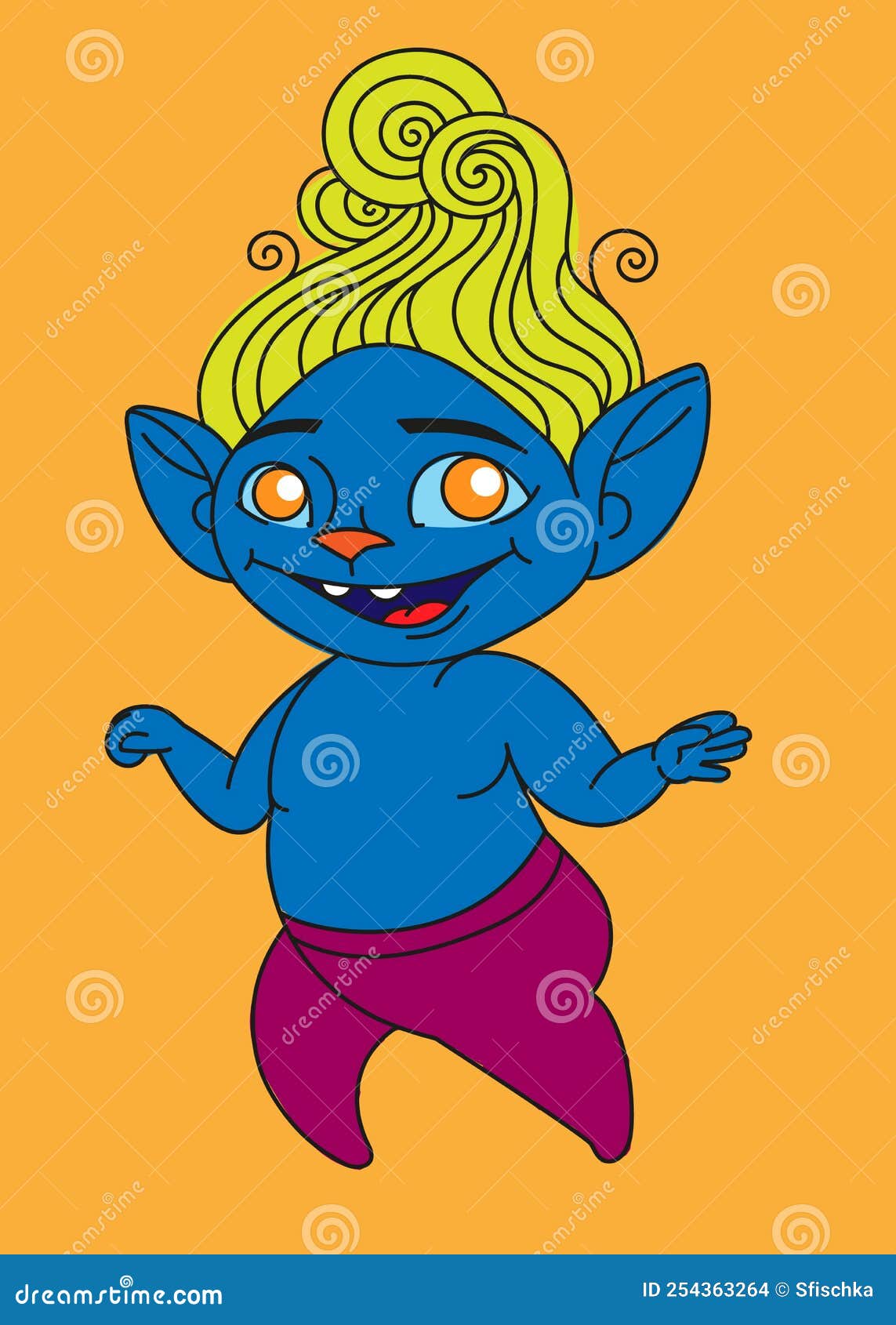 Blue Troll Funny Baby Water Boy Stock Vector - Illustration of toyn ...