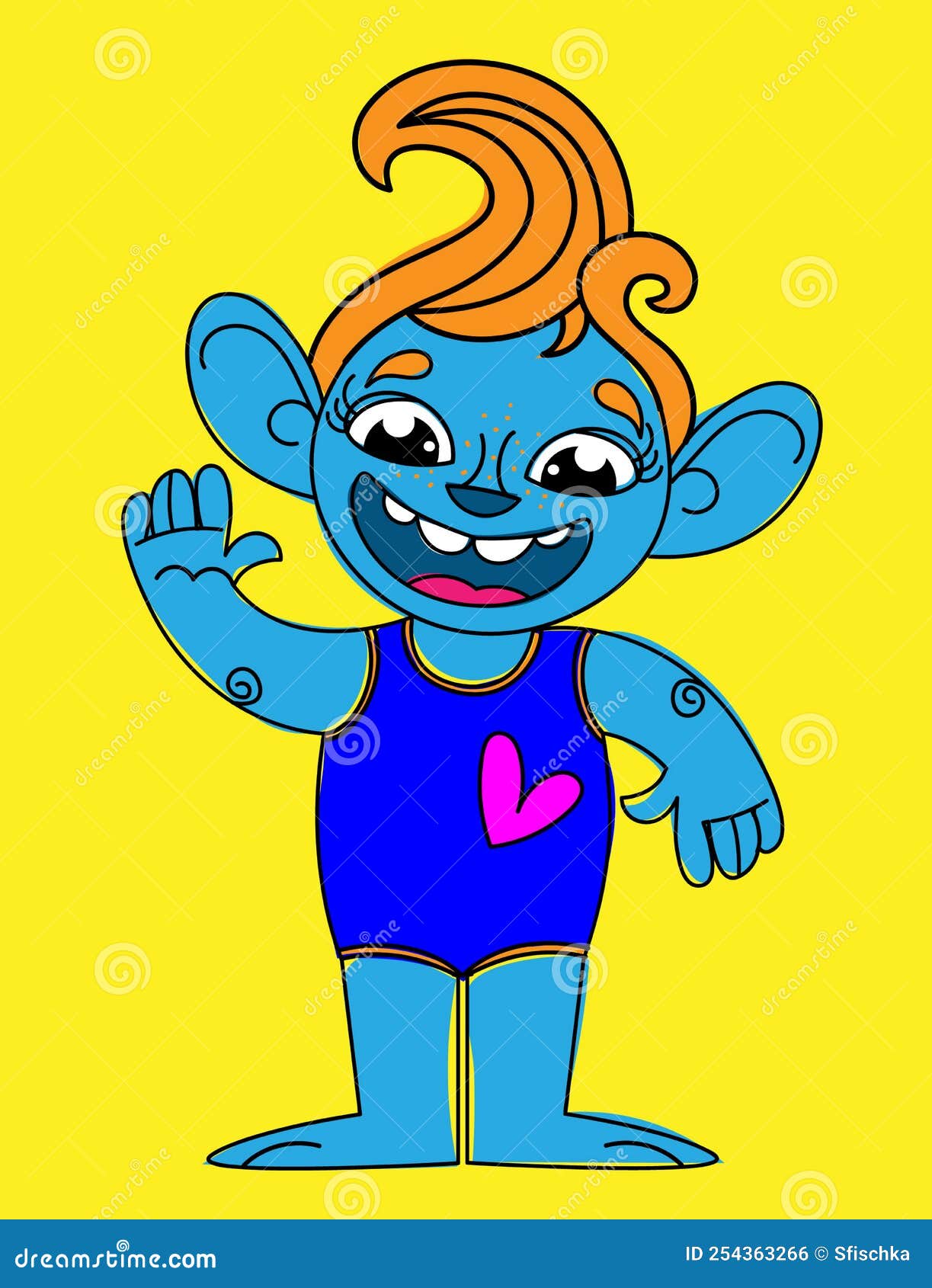 Blue Troll Funny Girl Children`s Toy Stock Vector - Illustration of ...