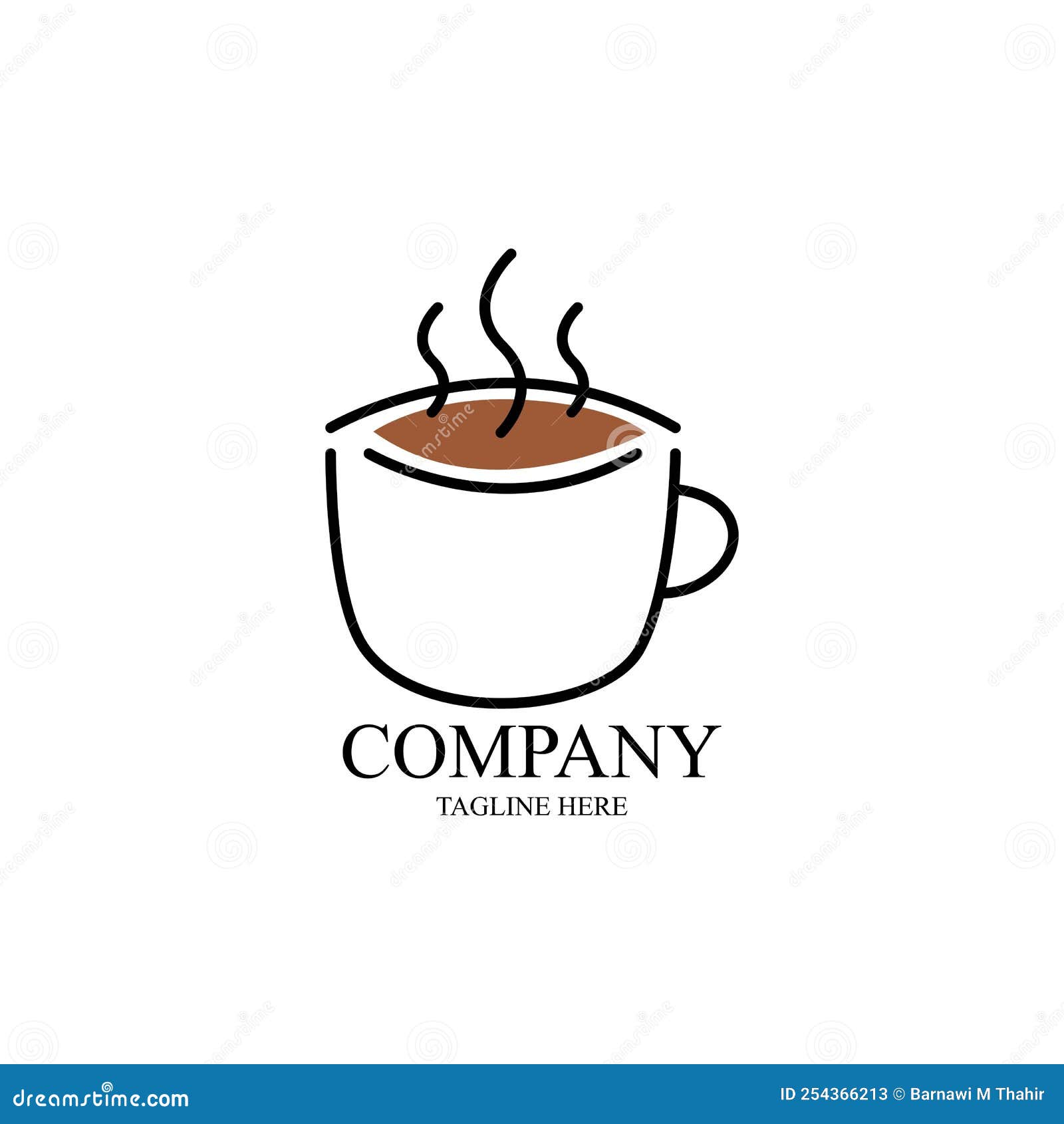 Line Art Style Coffee Logo Simple Design Stock Vector - Illustration of ...
