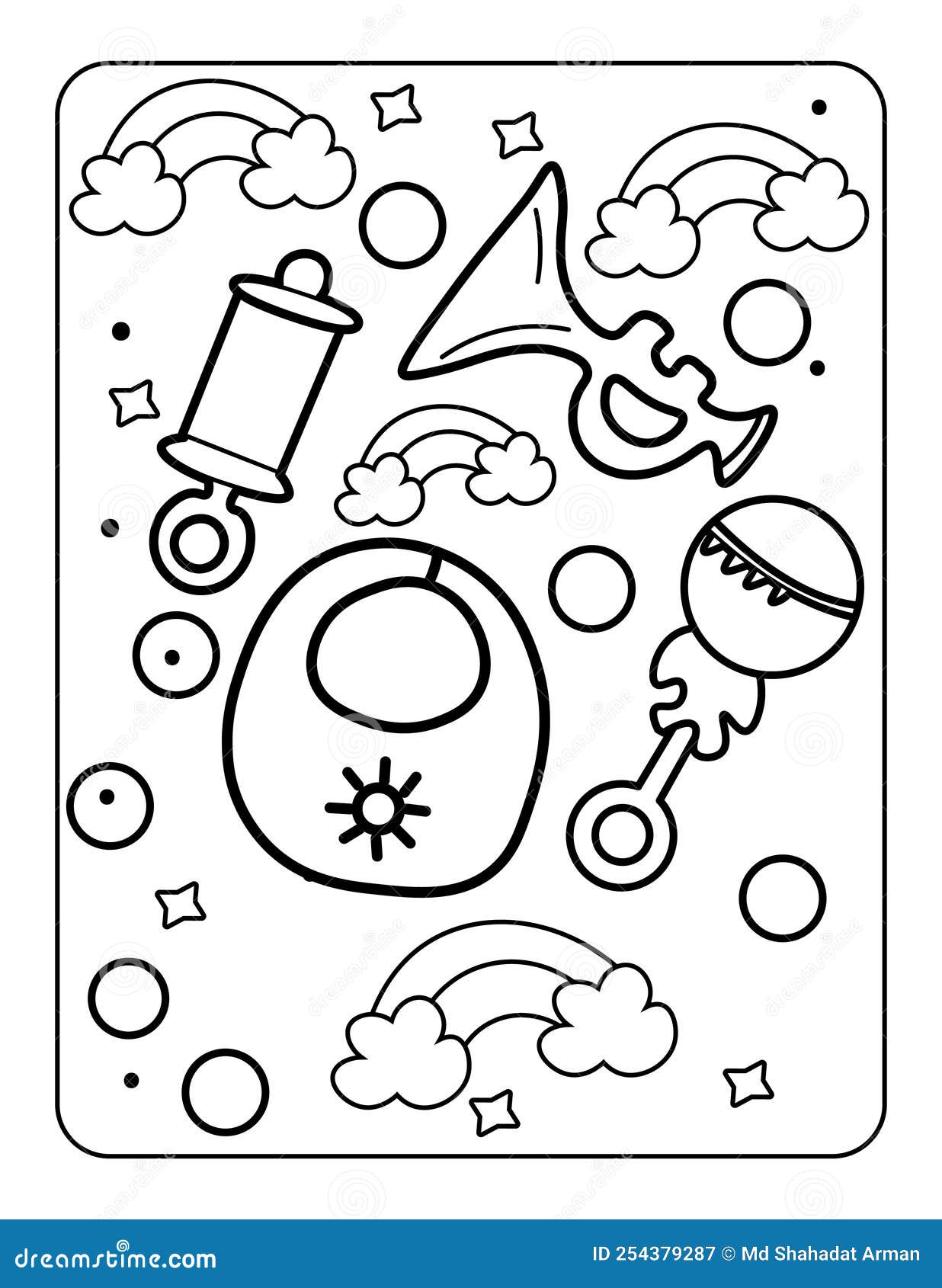 Toy Doodle Coloring Page, Toy Coloring Book for Kids, Easy Coloring ...