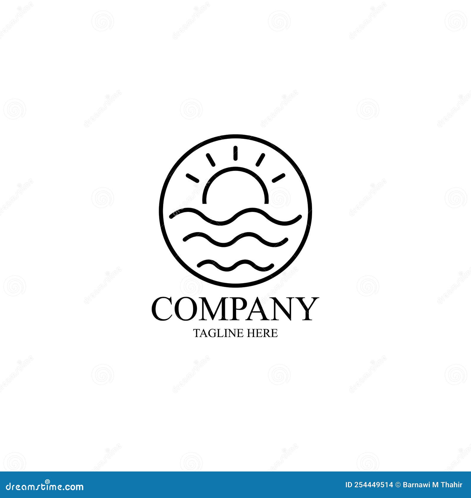 Line Art Style Beach Logo Simple Design Stock Vector - Illustration of ...