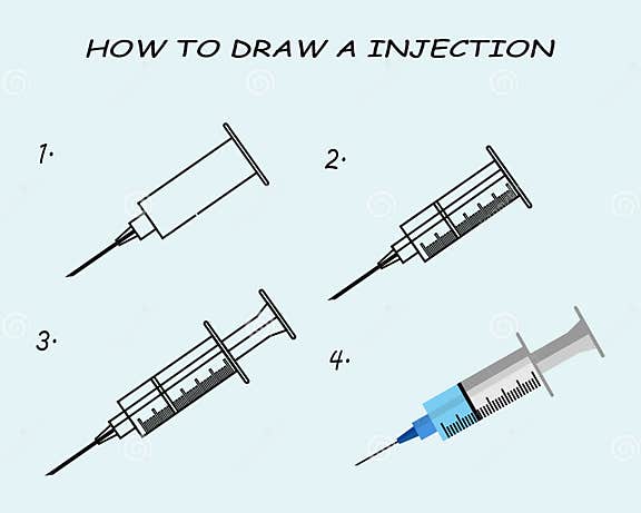 Step by Step To Draw a Injection. Drawing Tutorial a Injection. Drawing ...