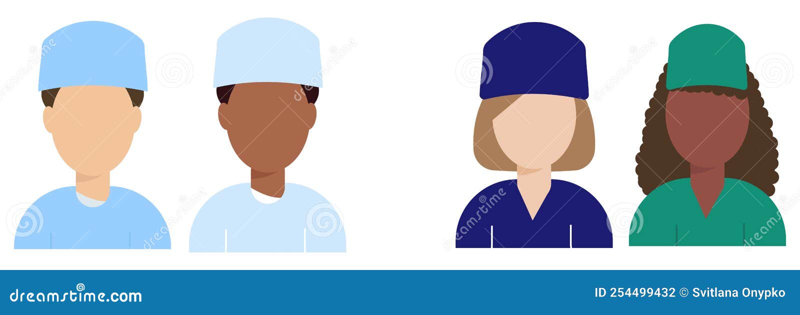 Medical Workers Icons of Different Nationalities Stock Illustration ...