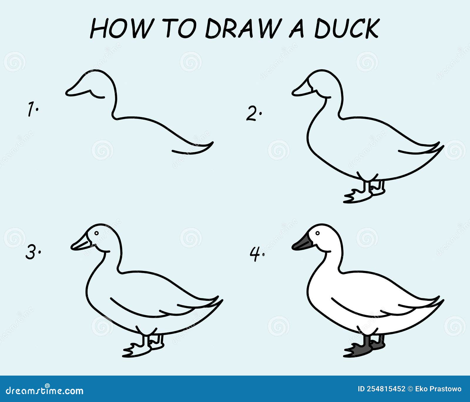 Step by Step To Draw a Duck. Drawing Tutorial a Duck. Drawing Lesson ...