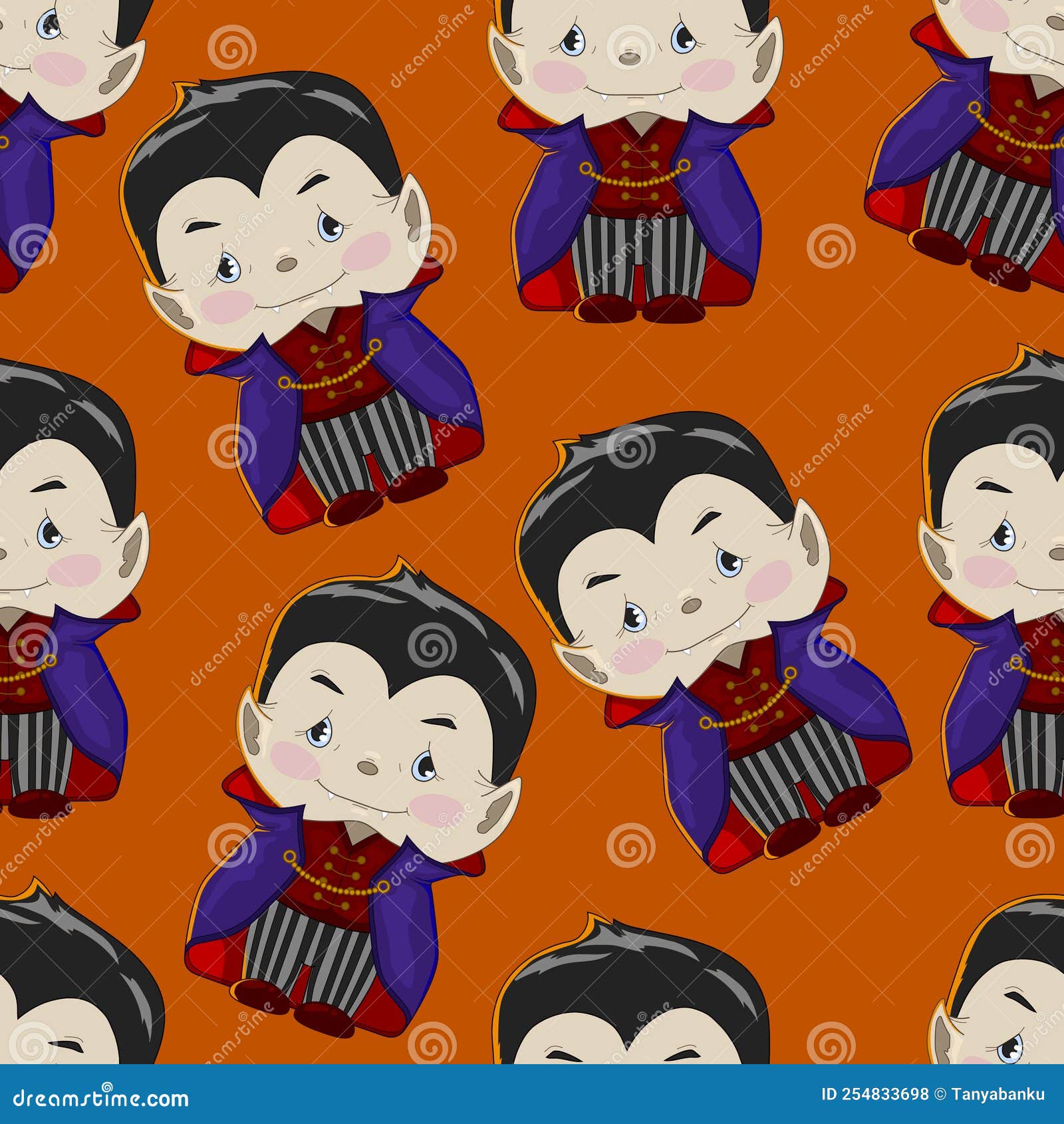 Cute Colorful Cartoon Baby Vampire Character Seamless Pattern Template ...